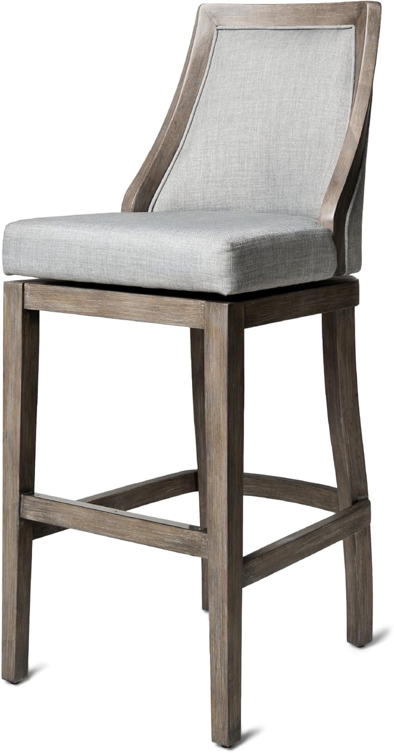 Swivel 31 Inch Tall Bar Height Rotating High Back Barstool in Reclaimed ...