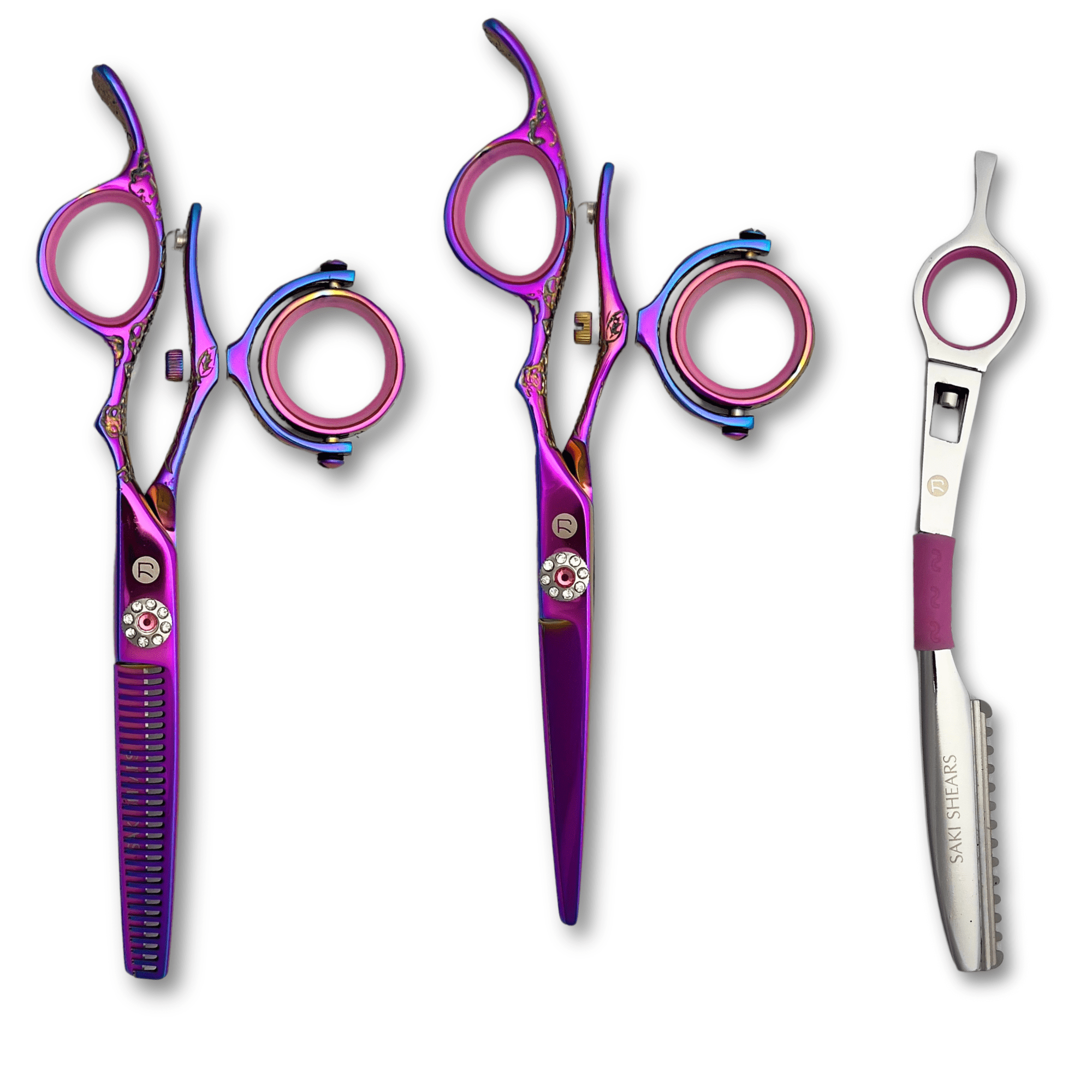 Swivel 5.5" Saki Kohana Pink Hair Shear Set (Swivel Cutting Shears ...