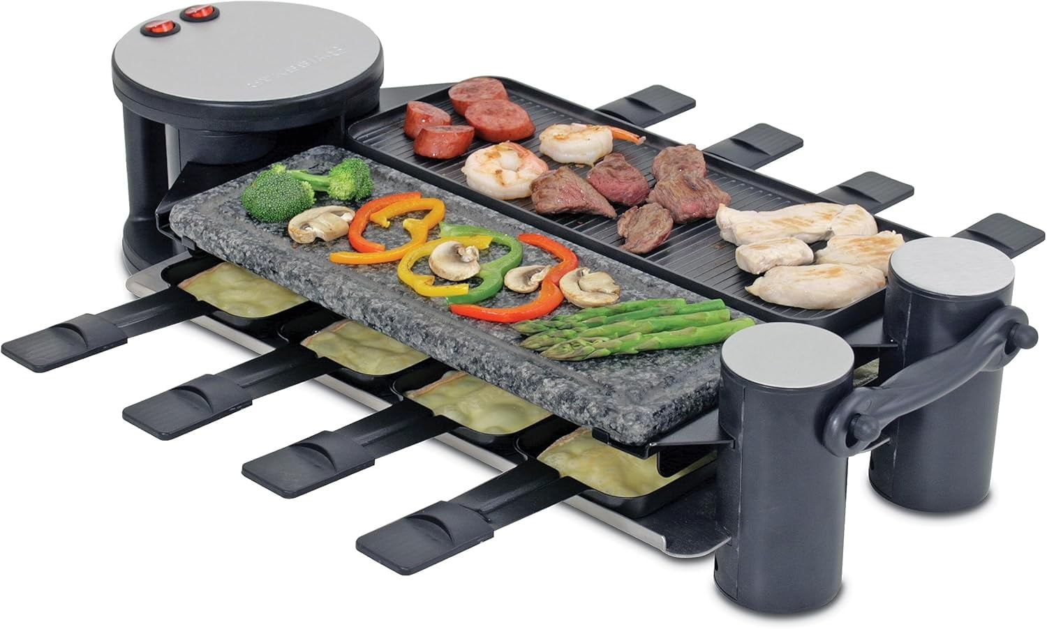 Swivel 8-Person Raclette Party Grill with Granite Stone and Cast ...