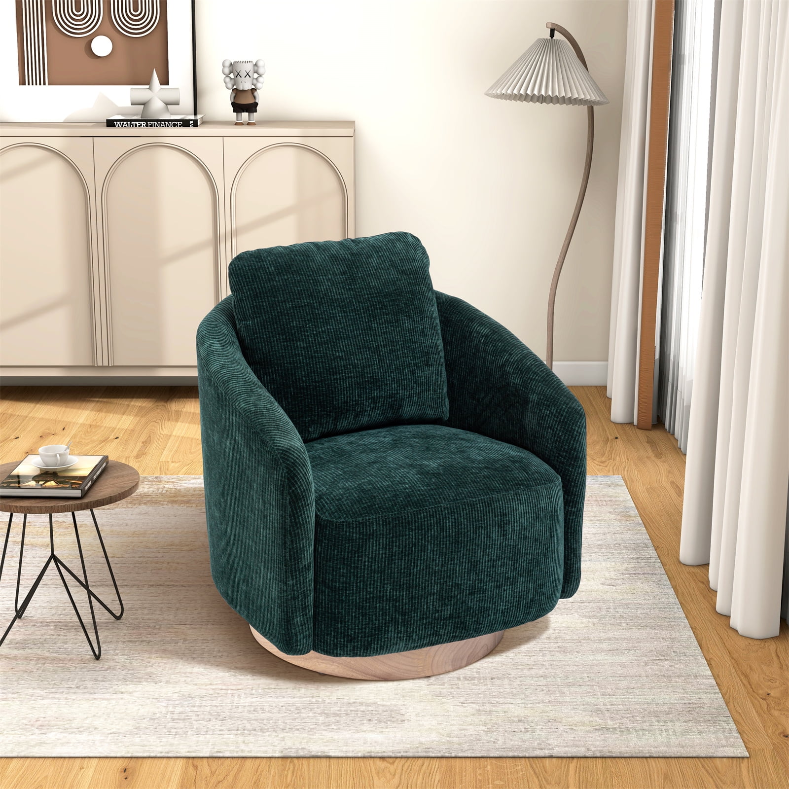 Swivel Accent Barrel Chair, Comfy Round Accent Single Sofa Chair with ...