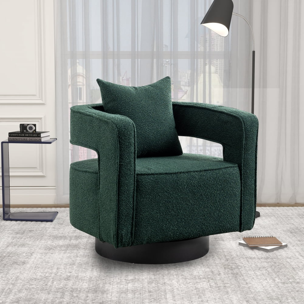 Swivel Accent Barrel Chair, Modern Open Back Swivel Accent Chair with ...