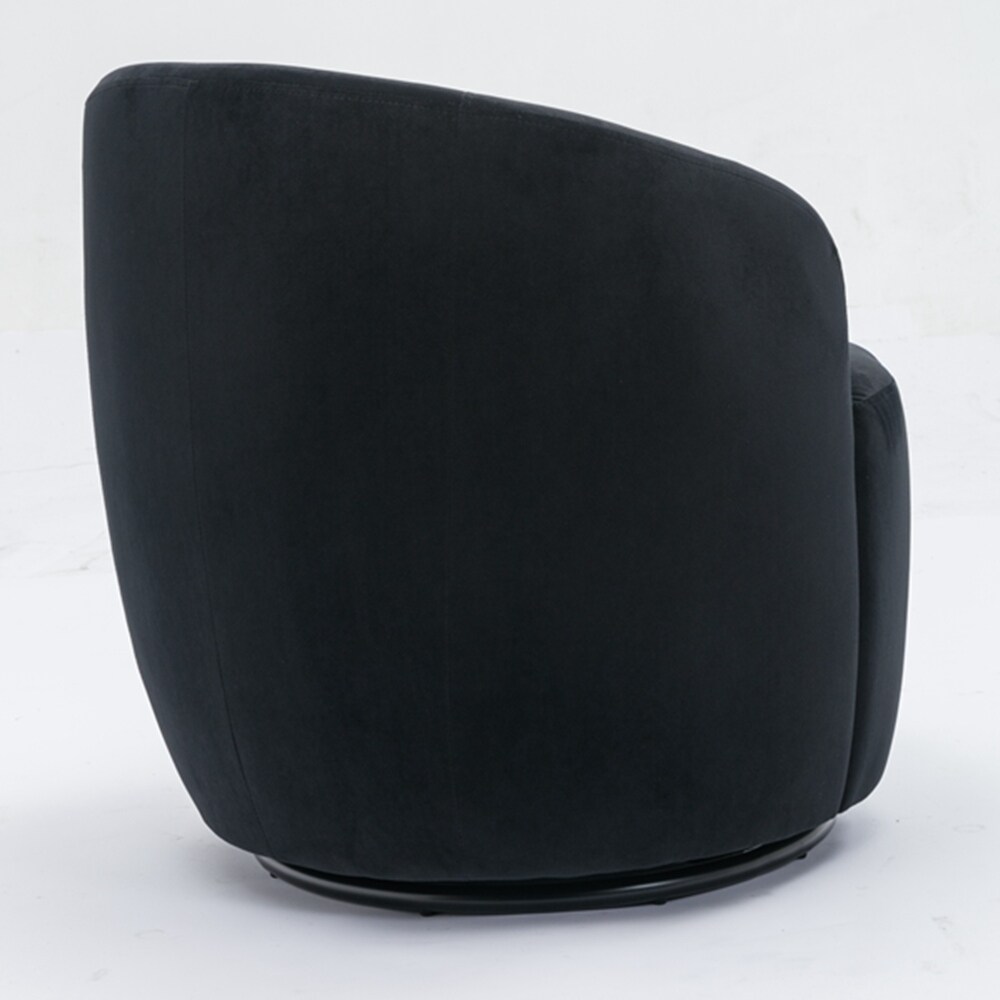 Swivel Accent Barrel Chair with Black Powder Coating Metal Ring Black ...