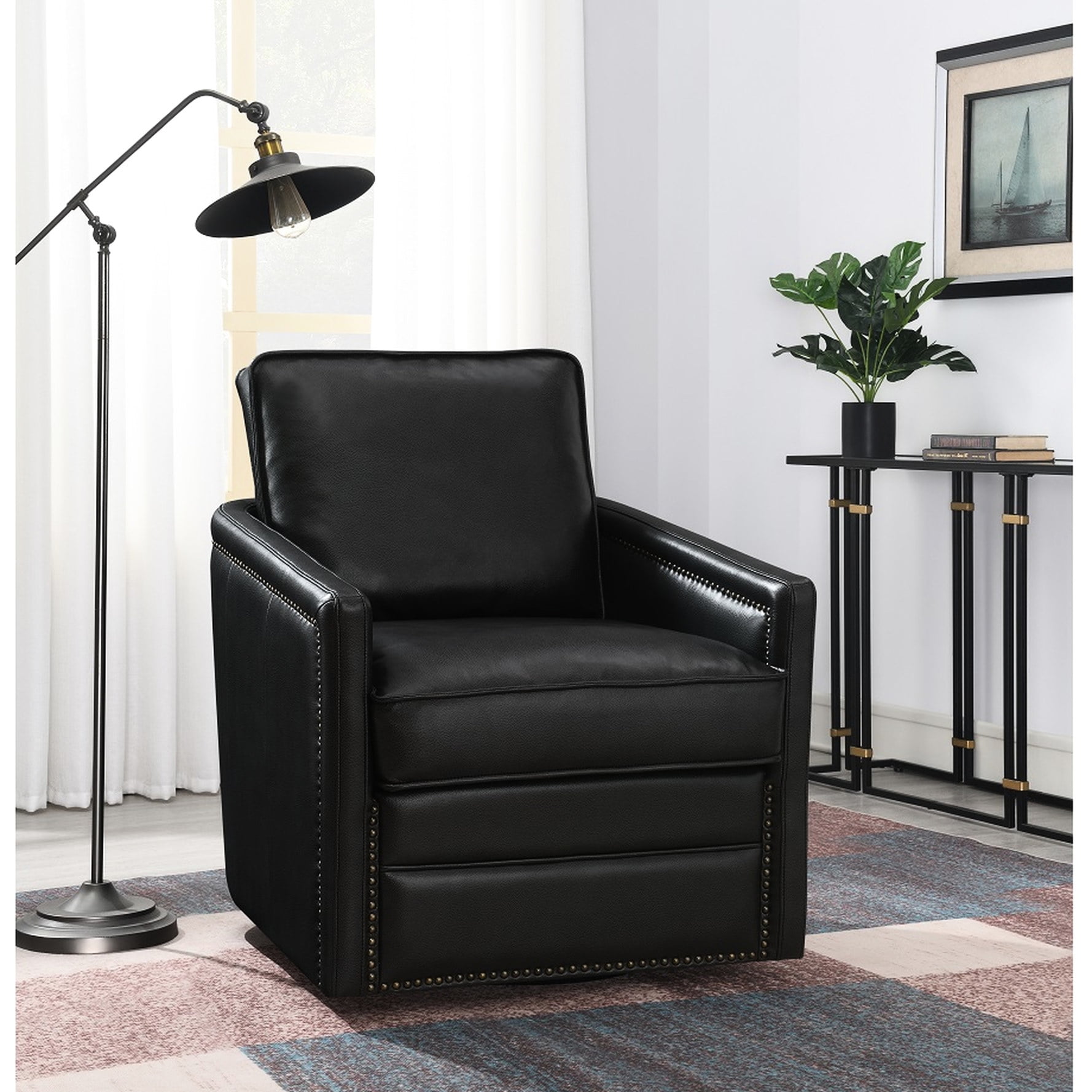 Swivel Accent Chair / 180-Degree Rotation, Down Feather Cushions ...