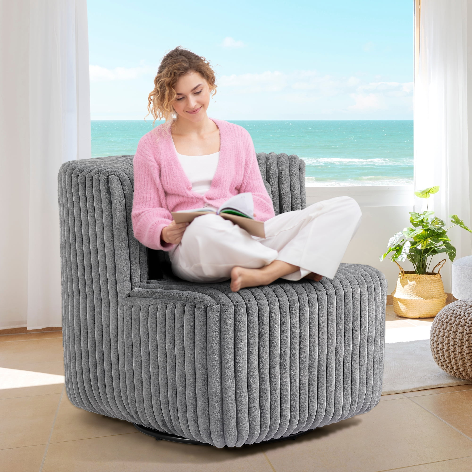 Luxury Upholstered 360° Swivel Accent Chair, Neche 2025 Newest Soft ...