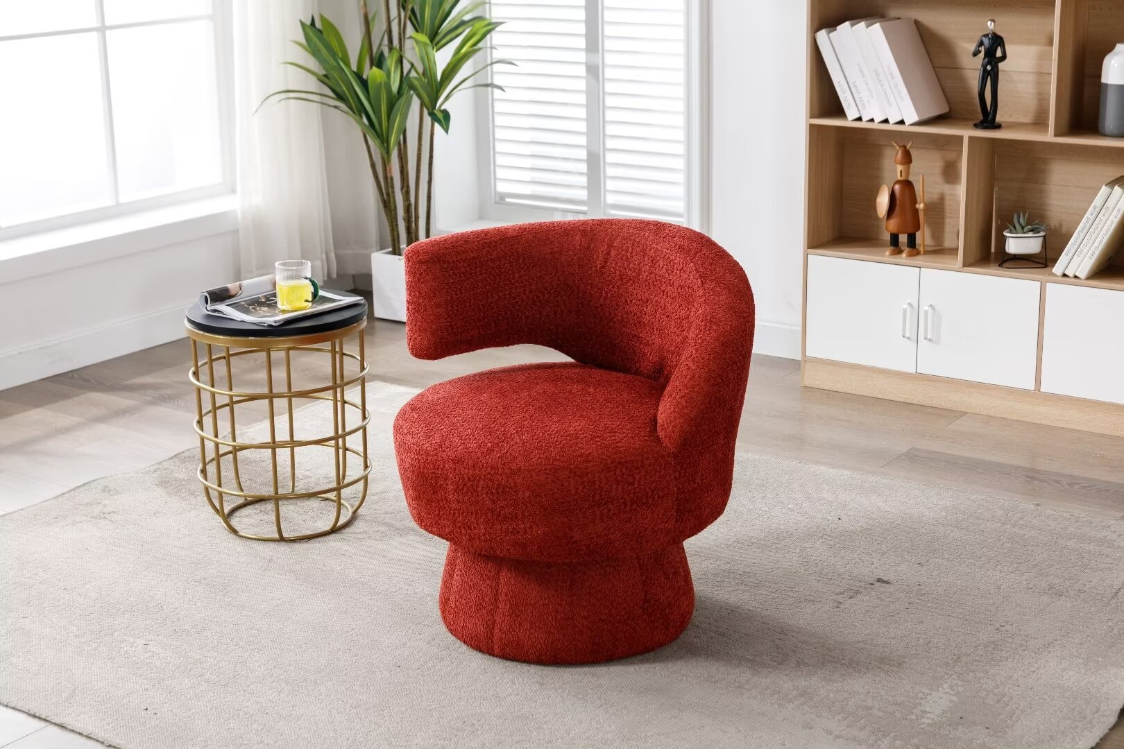 Swivel Accent Chair, 360 Degree Swivel Cuddle Barrel Sofa Chair Round ...