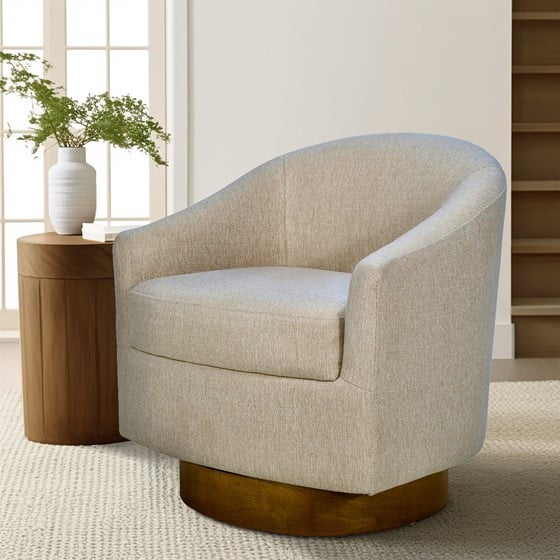 Swivel Accent Chair, 360-Degree Rotating Sofa Chair with Solid Wood ...