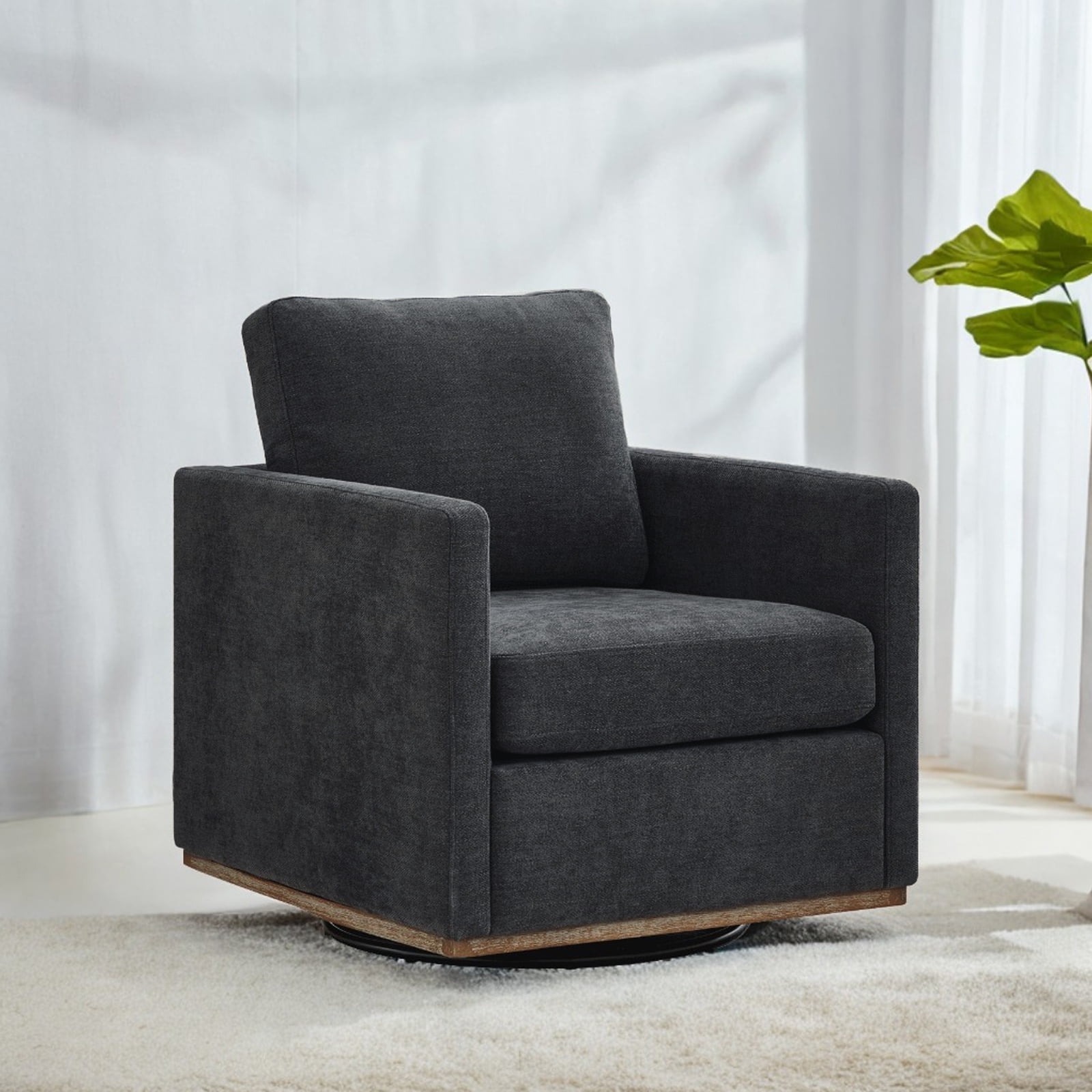 Swivel Accent Chair，360 Degree Square Swivel Chair for Living Room, Mid ...