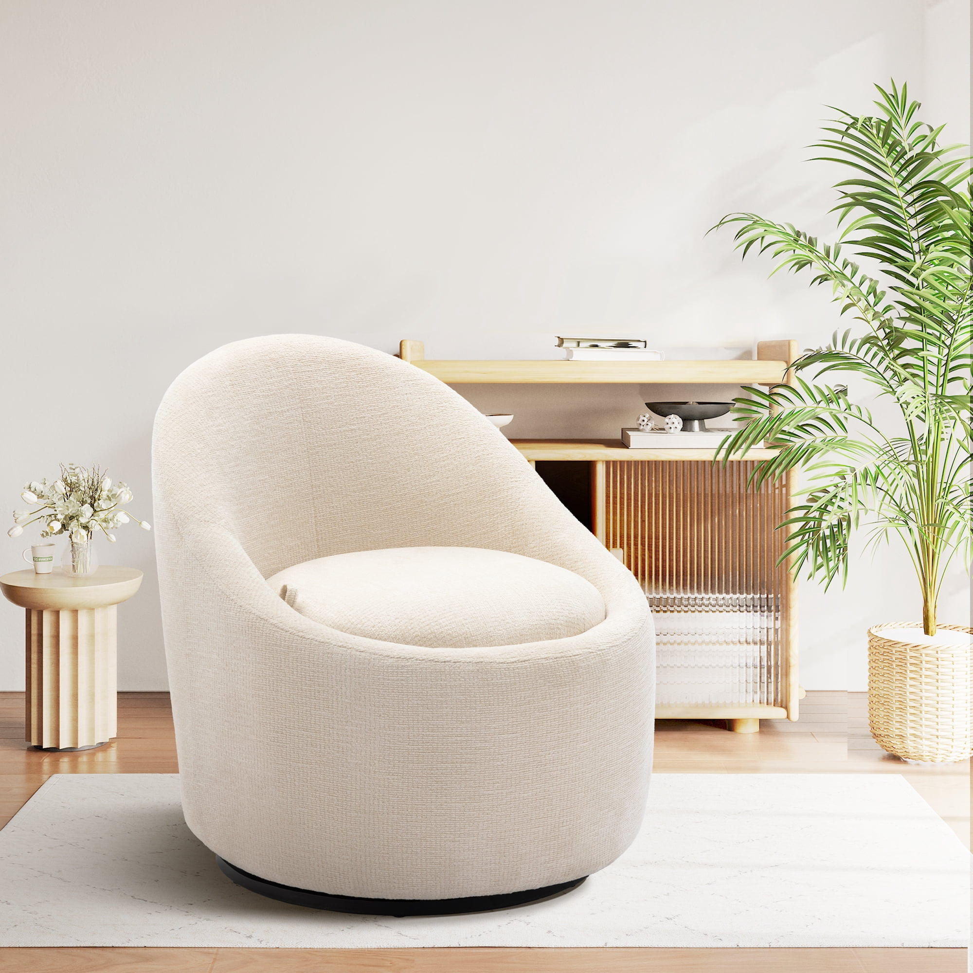 Swivel Accent Chair 360° Swivel Barrel Chair with Hidden Storage ...