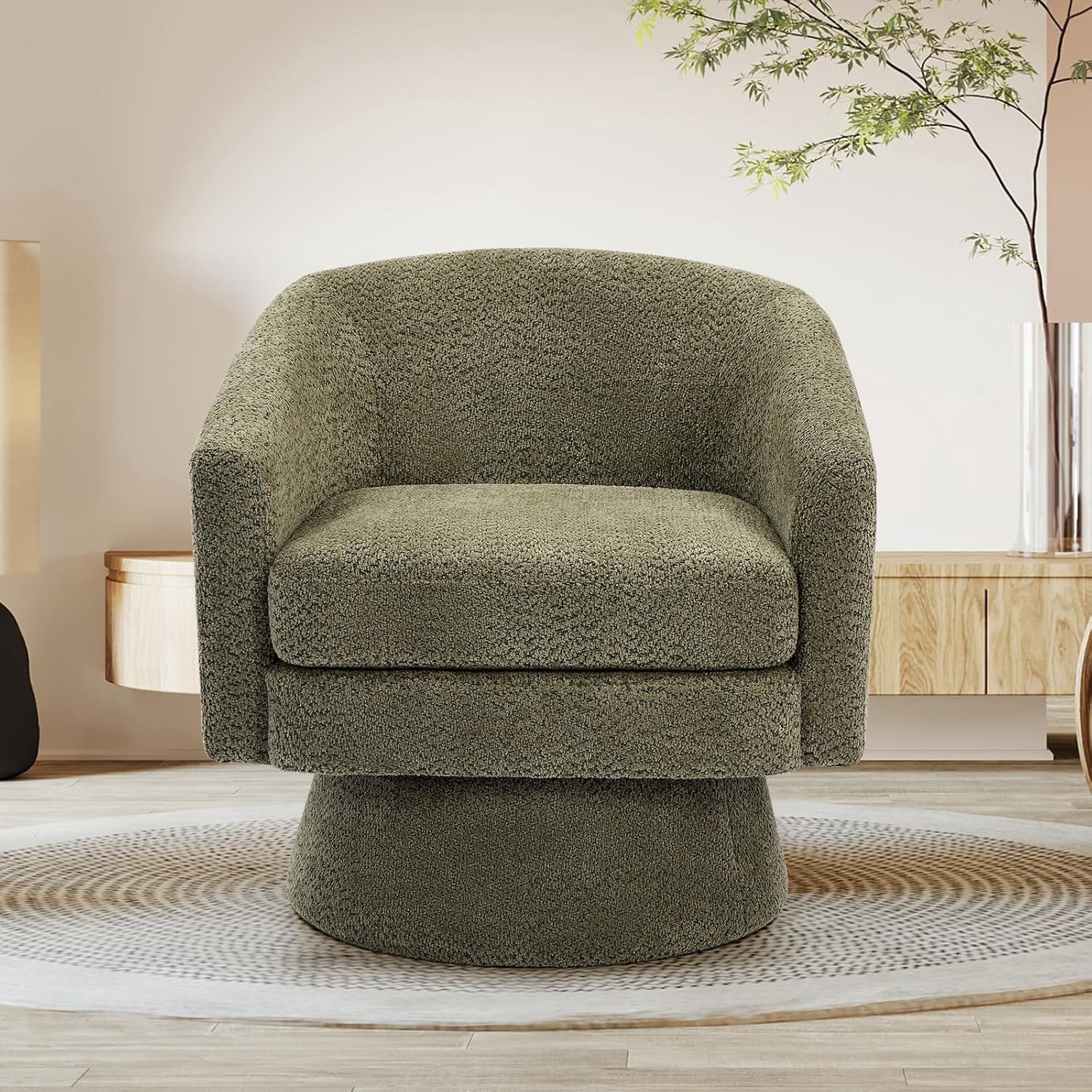 Swivel Accent Chair,360° Swivel Chair with Armrest,Comfy Round Armchair ...