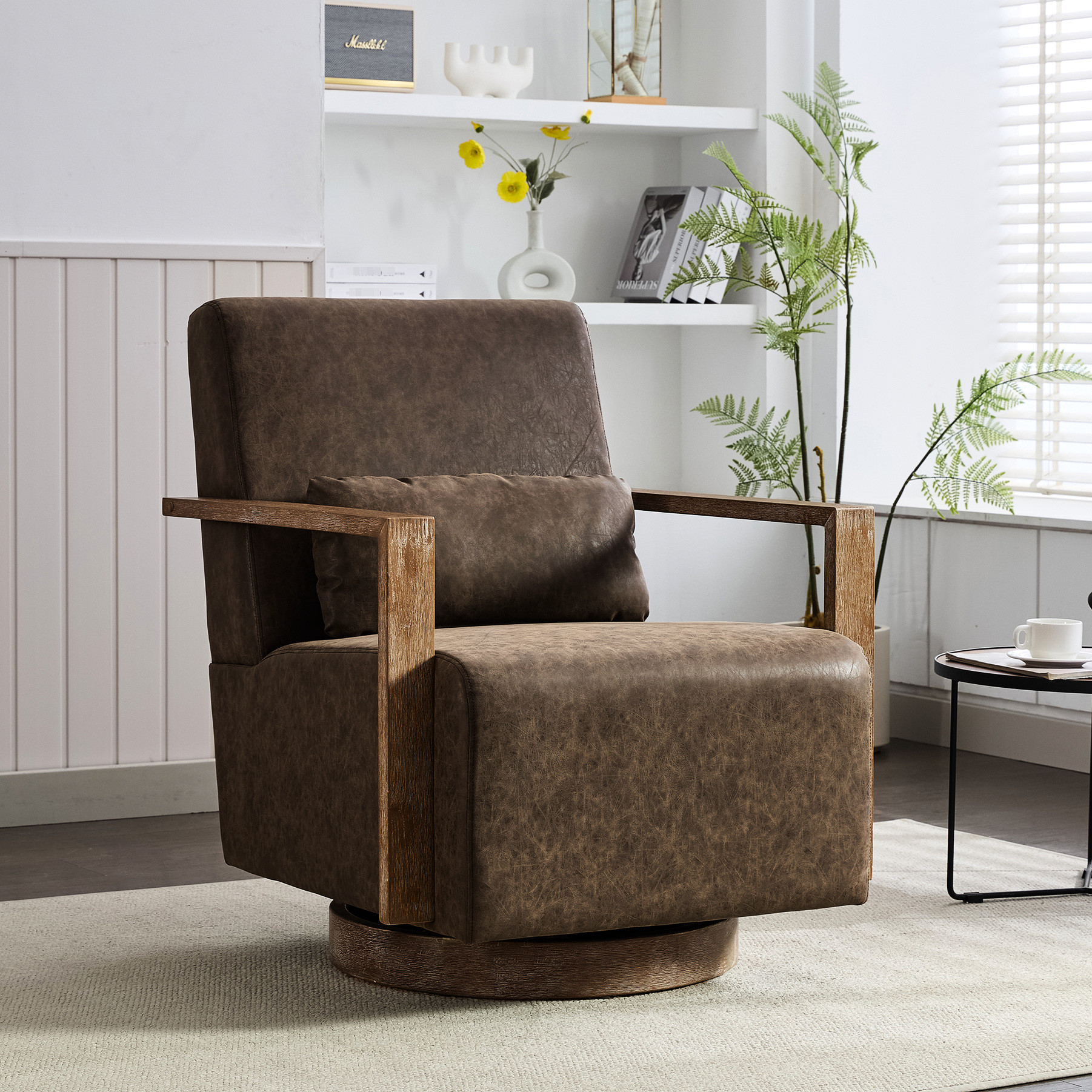 Swivel Accent Chair | A Great Addition to Various Rooms | Solid Wood ...