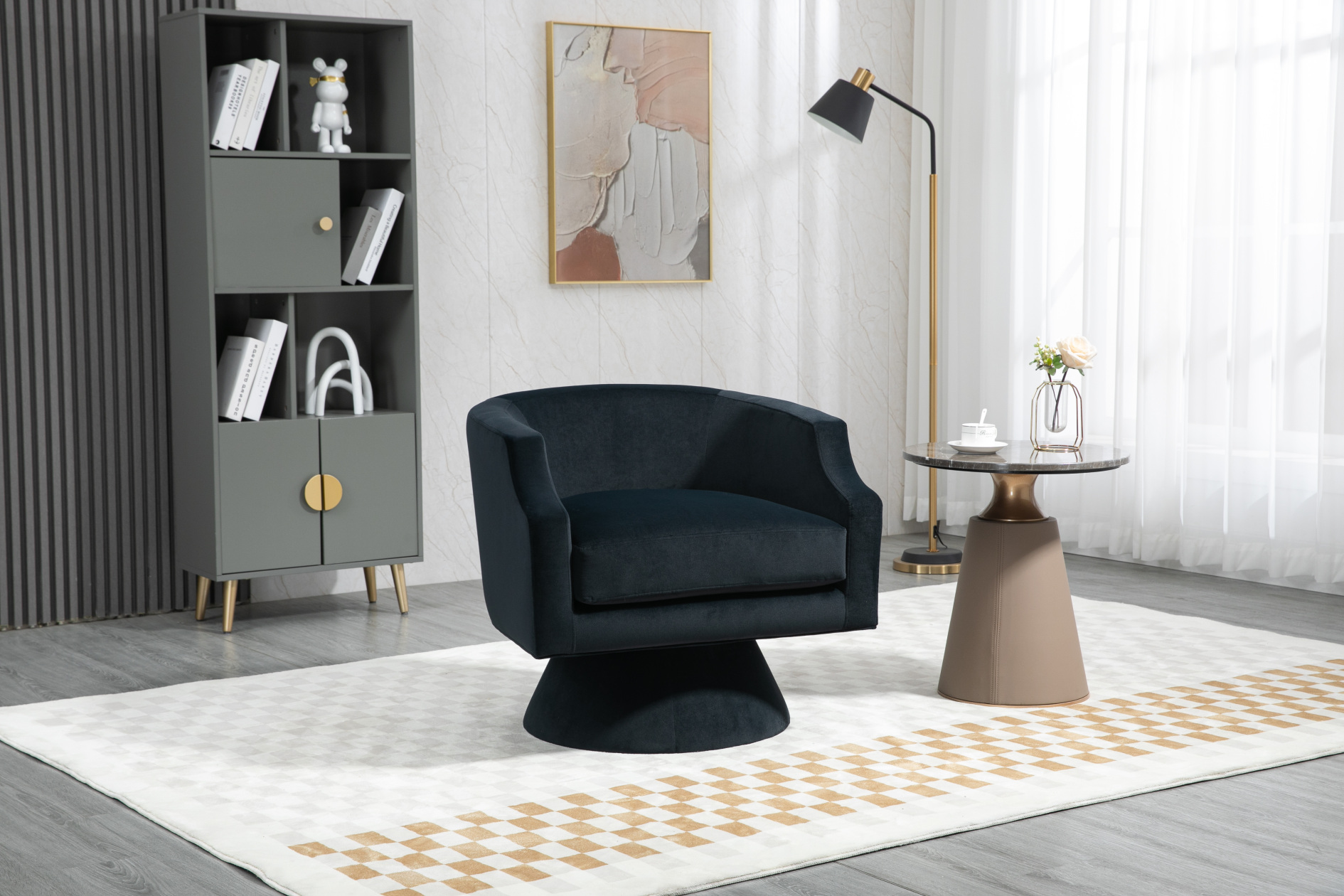 Swivel Accent Chair Armchair, 360° Rotation Living Room Chairs with ...