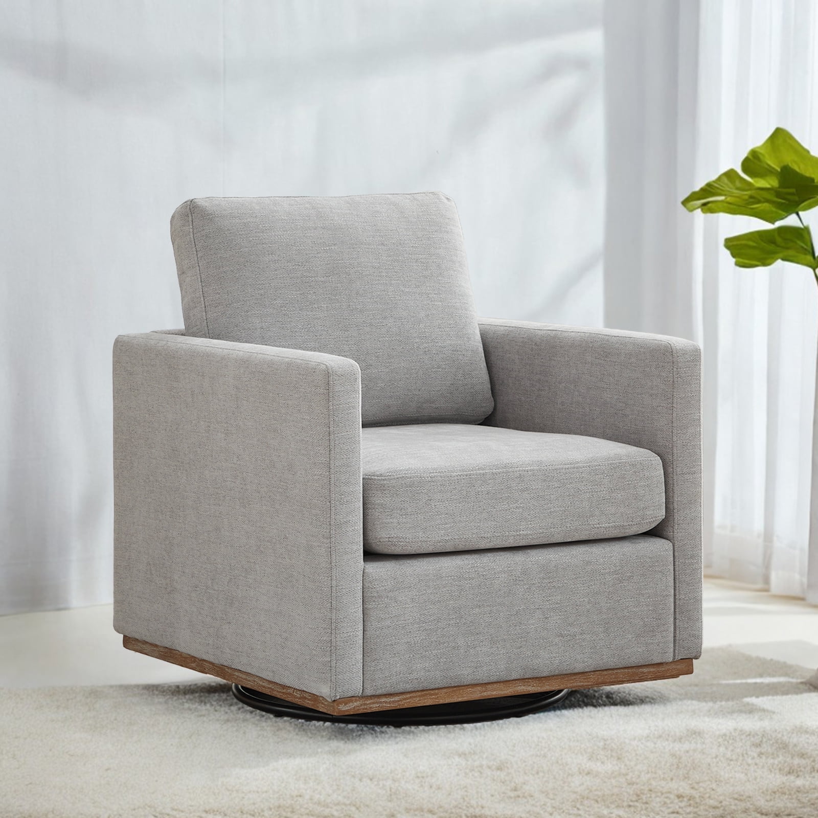 Swivel Accent Chair，360 Degree Square Swivel Chair for Living Room, Mid ...