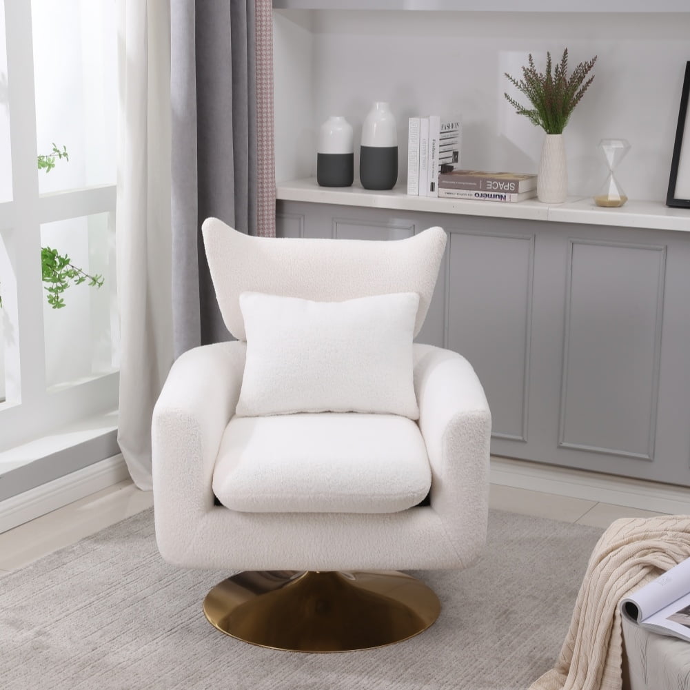 Swivel Accent Chair Armchair, Upholstered Barrel Chair with Comfortable ...