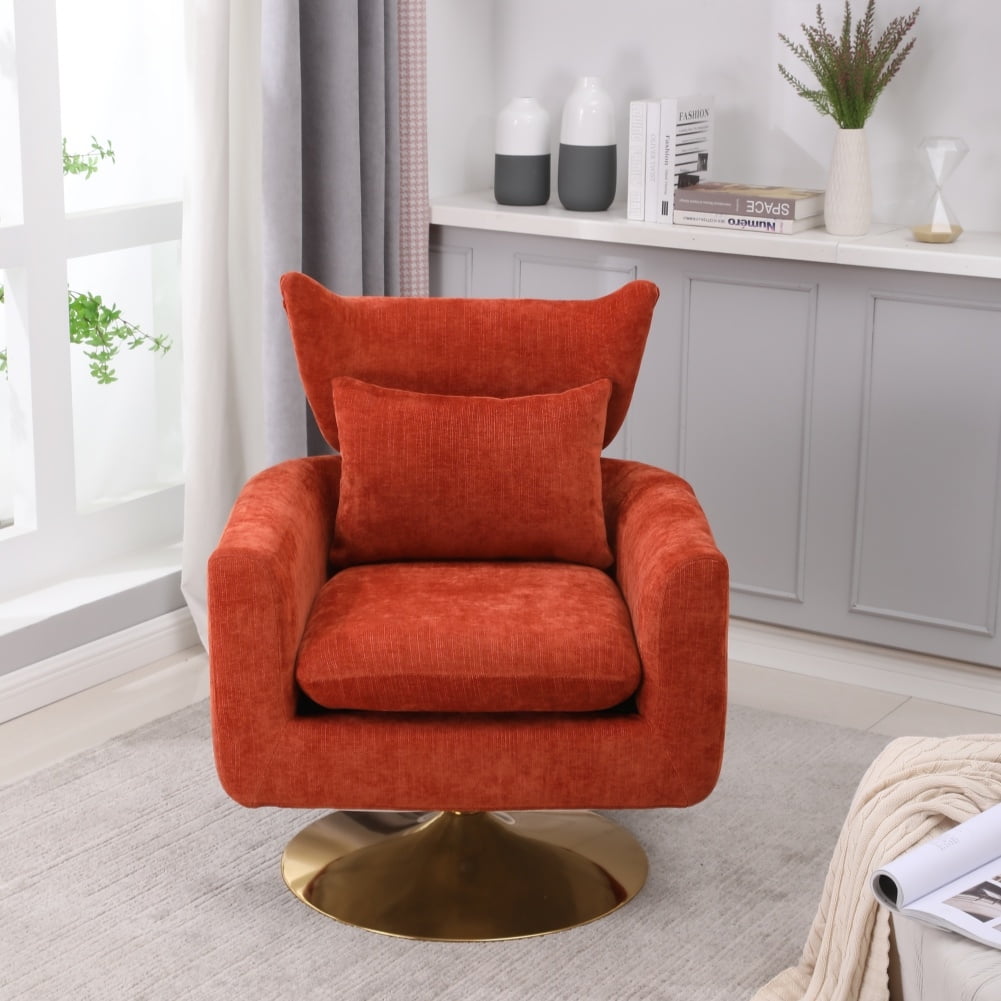 Swivel Accent Chair, Barrel Armchair with 360-Degree Base, Mid Century ...