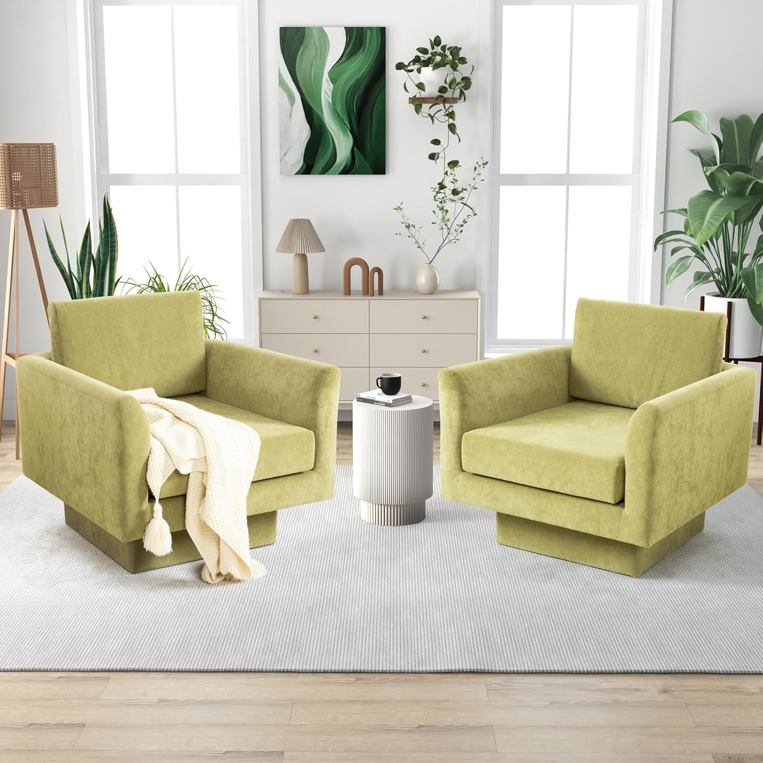 Swivel Accent Chair Barrel Armchair, Single Comfy Swivel Chair Modern ...