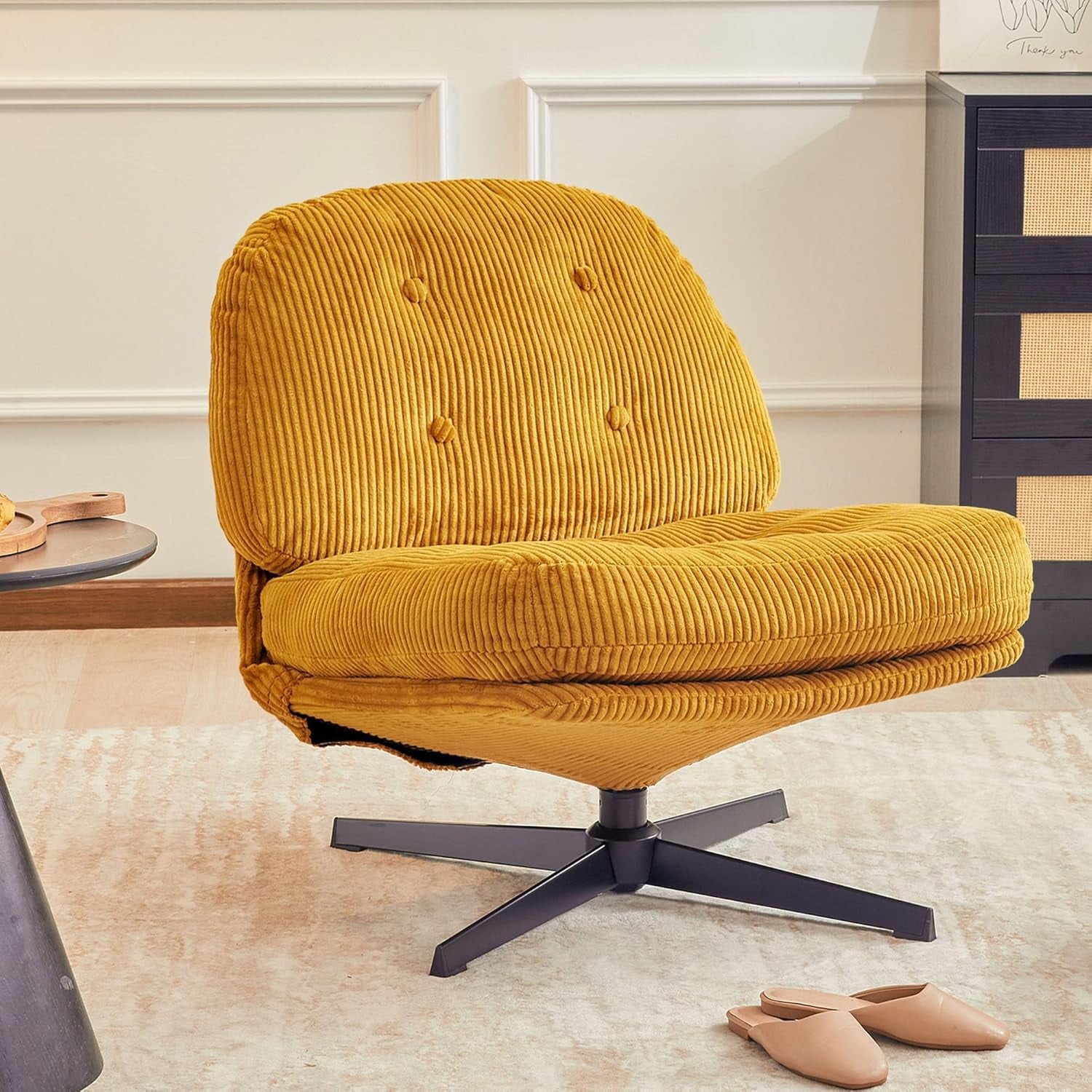 Swivel Accent Chair, Cross Legged Chair, 360° Swivel Bedroom Chair ...