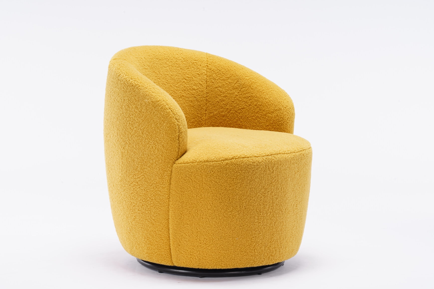 Swivel Accent Chair with Curved Backrest, Round Barrel Chair with ...