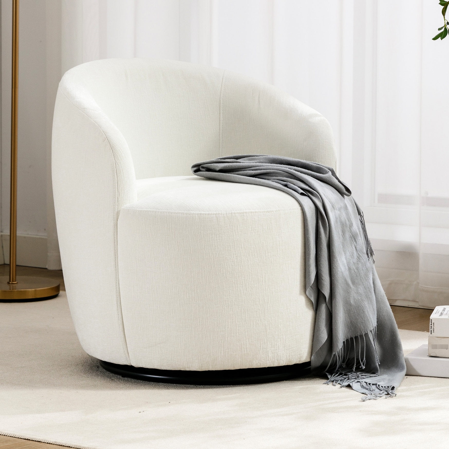 Swivel Accent Chair / Ivory Color, Foam Filled, 27.56" Product Height ...