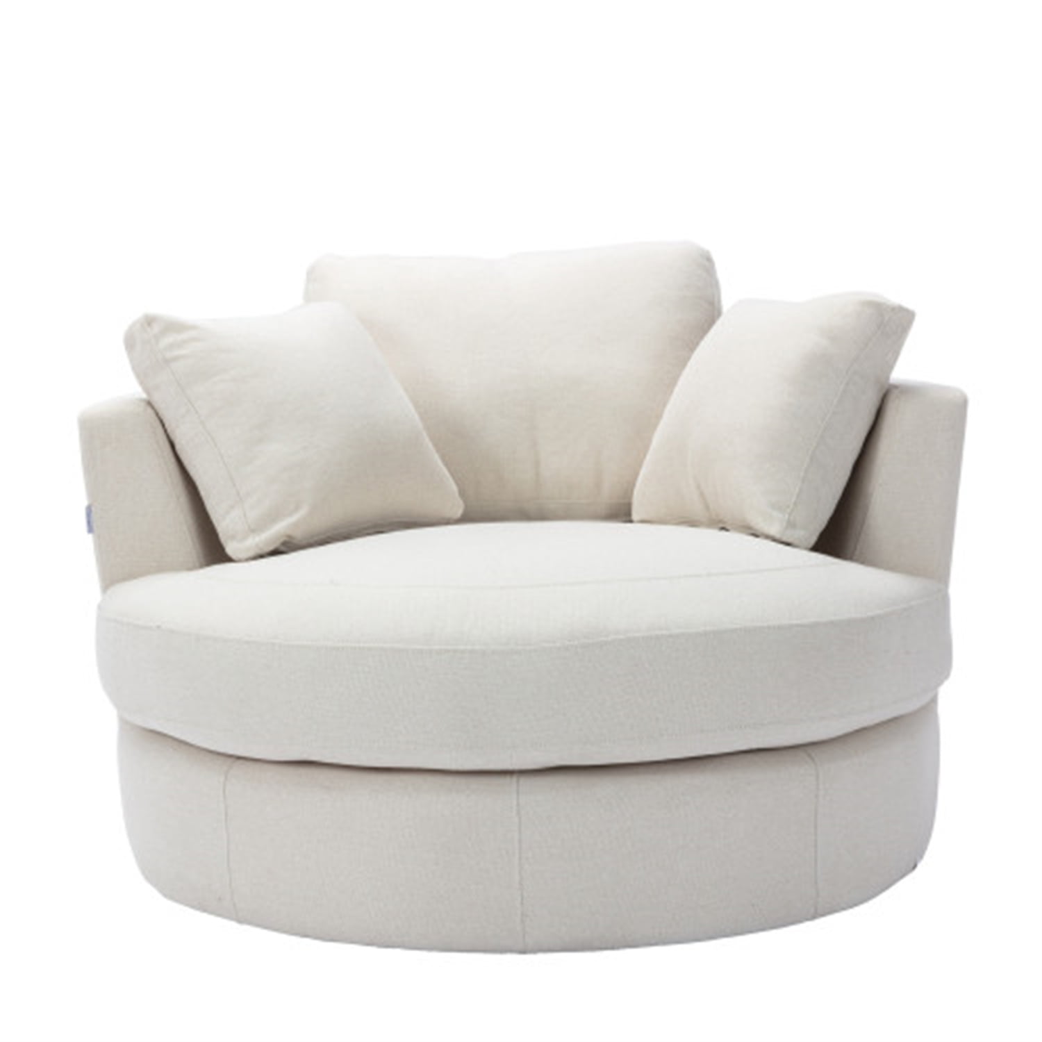 Modern Linen Upholstered Swivel Accent Chair with 3 Pillows, Beige ...
