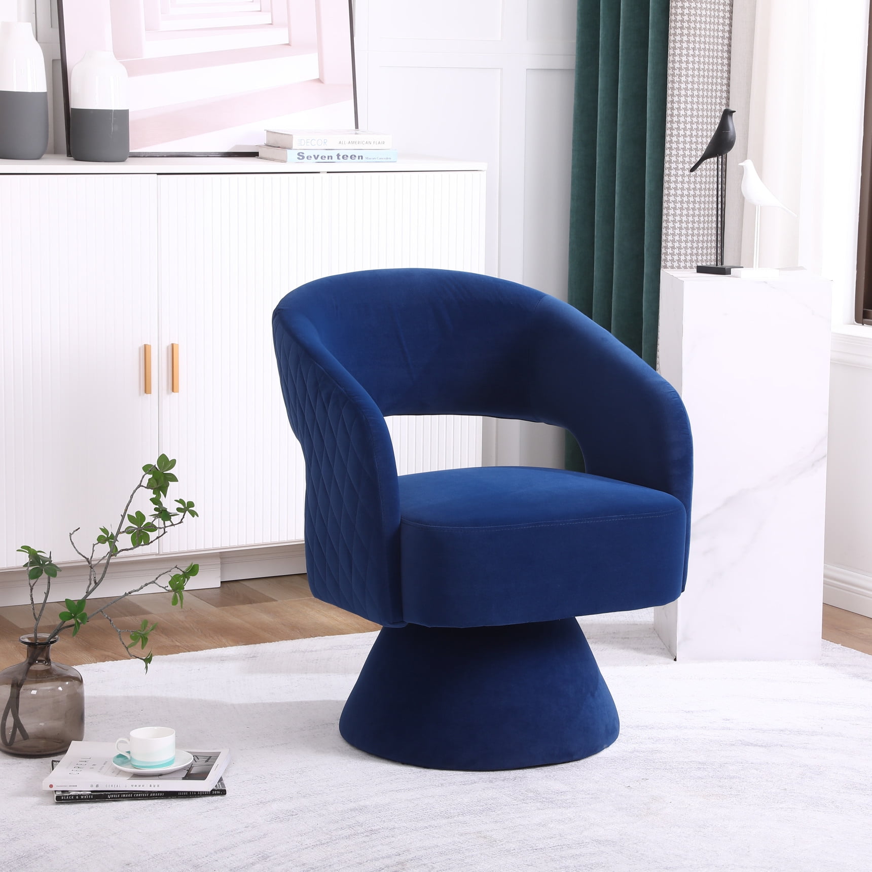 Swivel Accent Chair, Modern Luxury Velvet 360 Degree Swivel Armchair ...