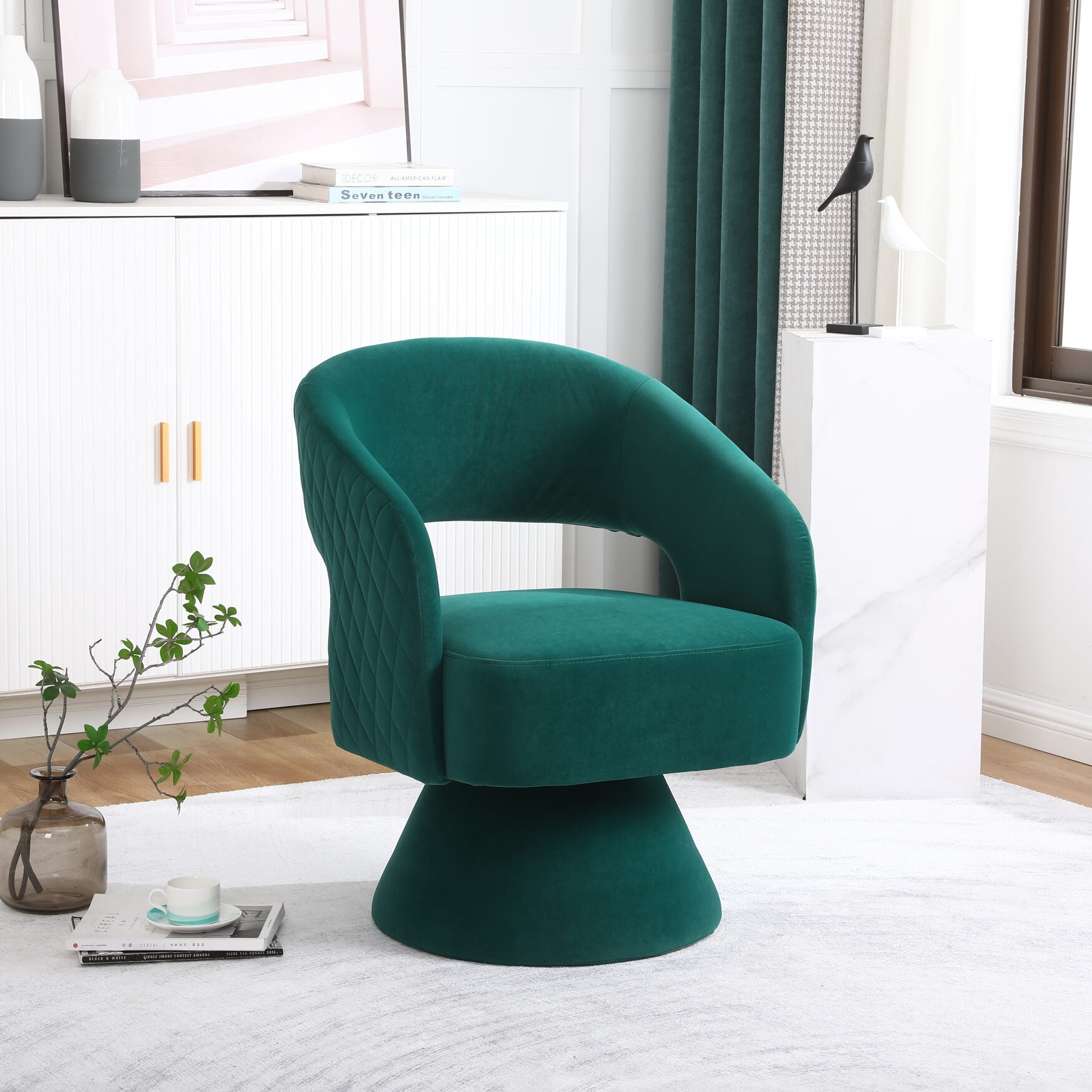 Swivel Accent Chair, Modern Luxury Velvet 360 Degree Swivel Armchair ...