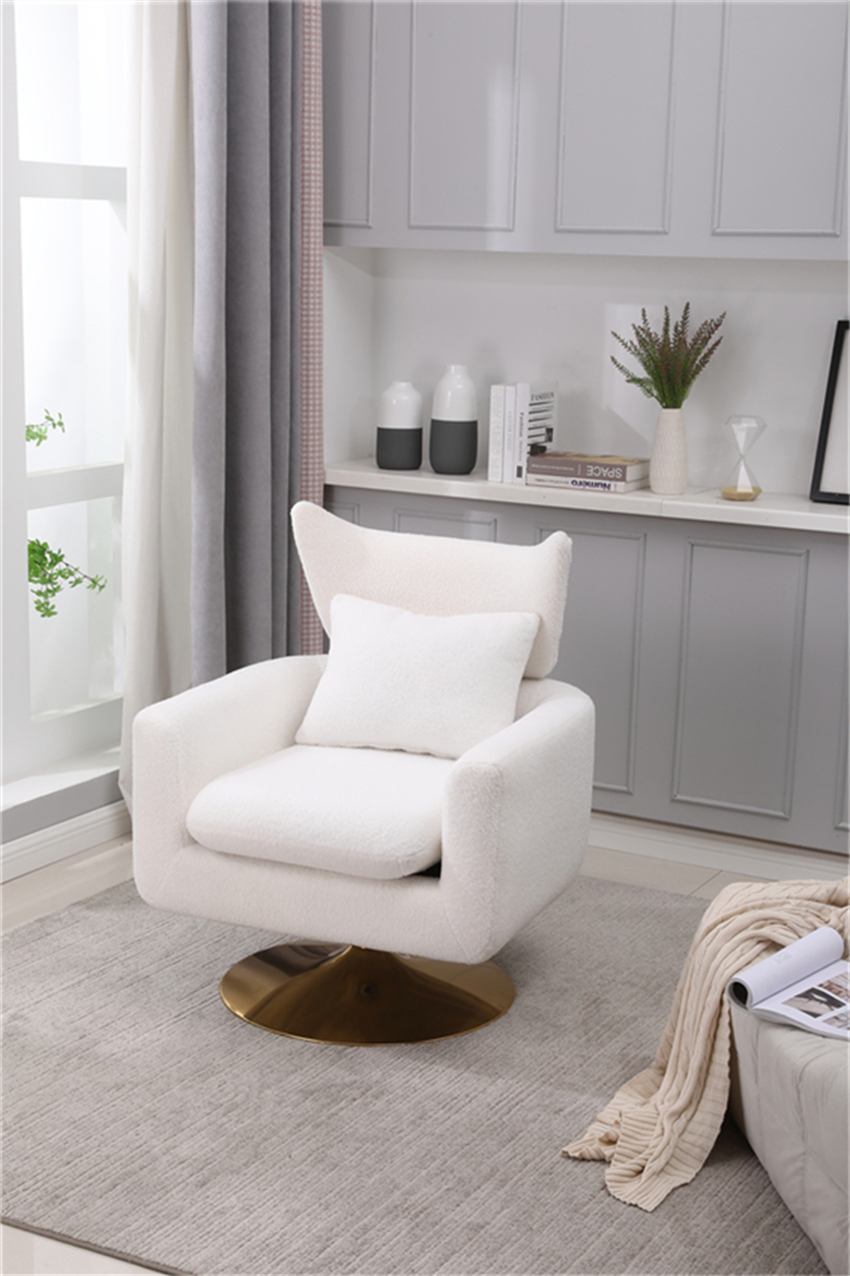 Swivel Accent Chair, Modern Upholstered Single Sofa Chair with Pillow ...