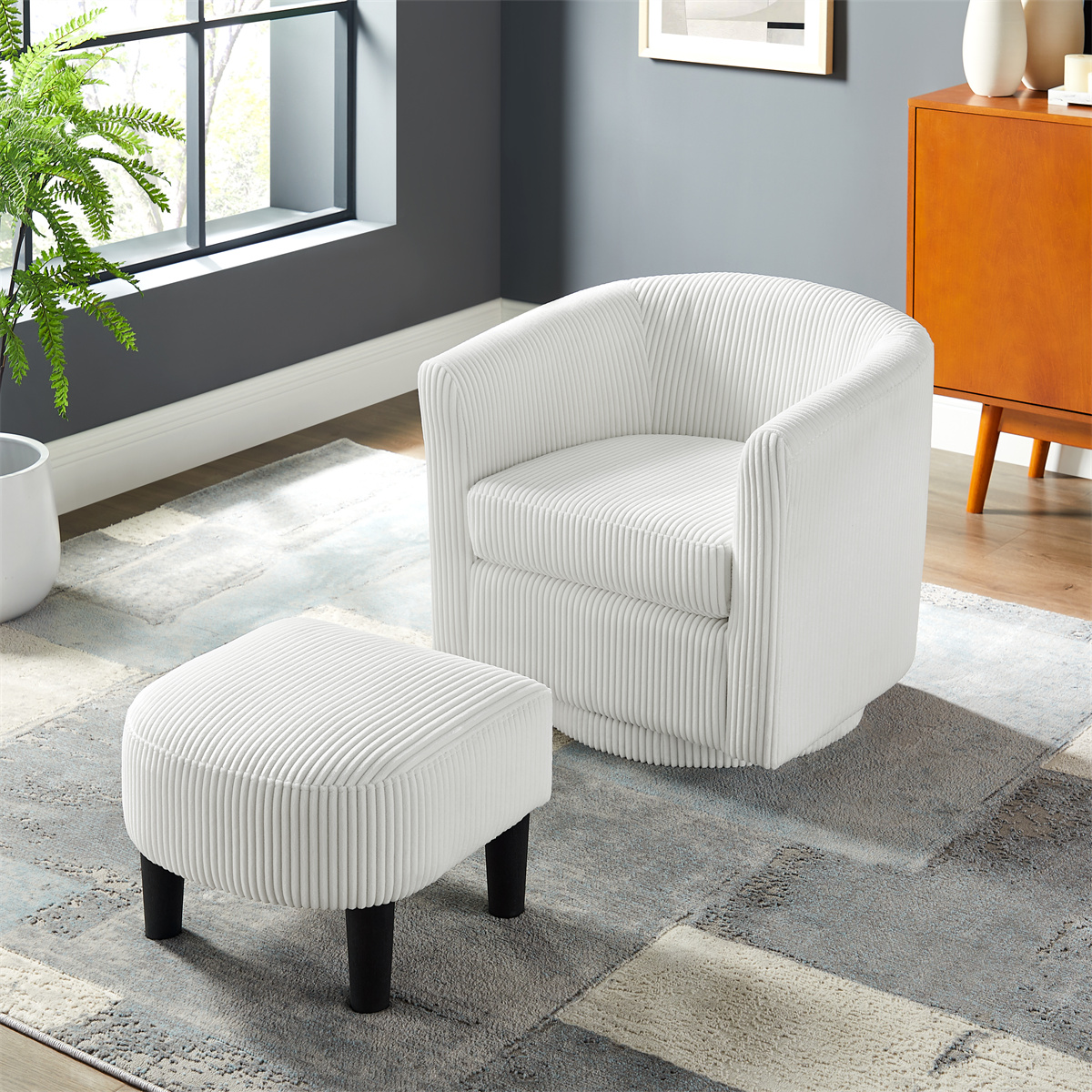 Swivel Accent Chair with Ottoman, Comfy Armchair with 360 Degree ...