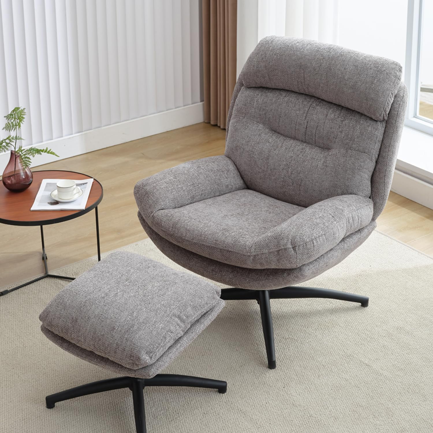 Swivel Accent Chair with Ottoman for Living Room Bedroom Reading Room ...