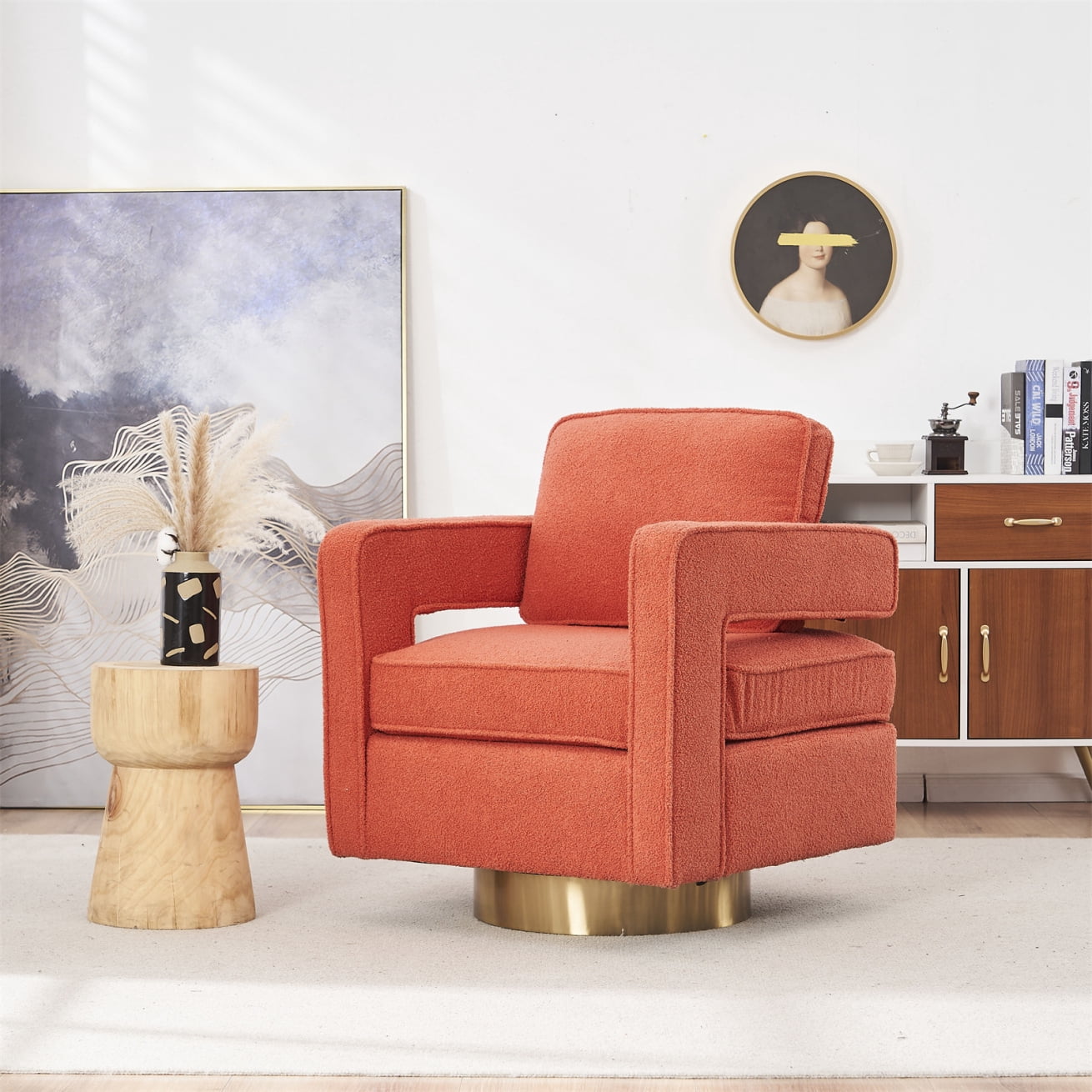 Swivel Accent Chair with Pillow, Accent Chairs for Living Room Armchair ...