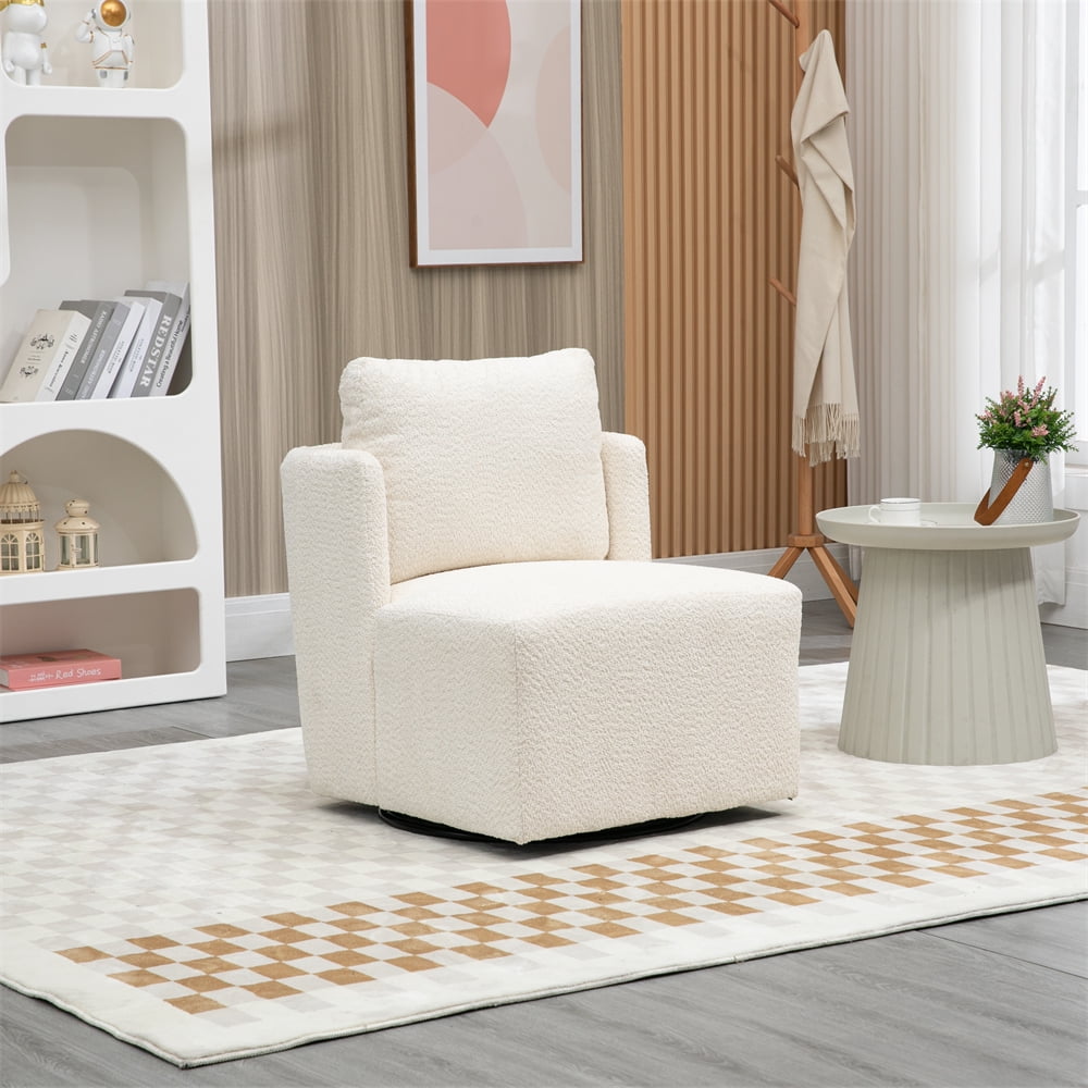 Swivel Accent Chair with Pillow, Modern Chenille Single Sofa Chair with ...