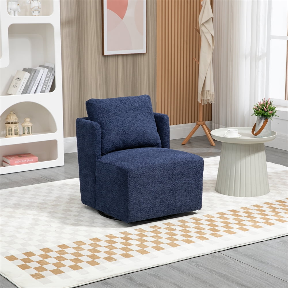 Swivel Accent Chair with Pillow, Modern Chenille Single Sofa Chair with ...