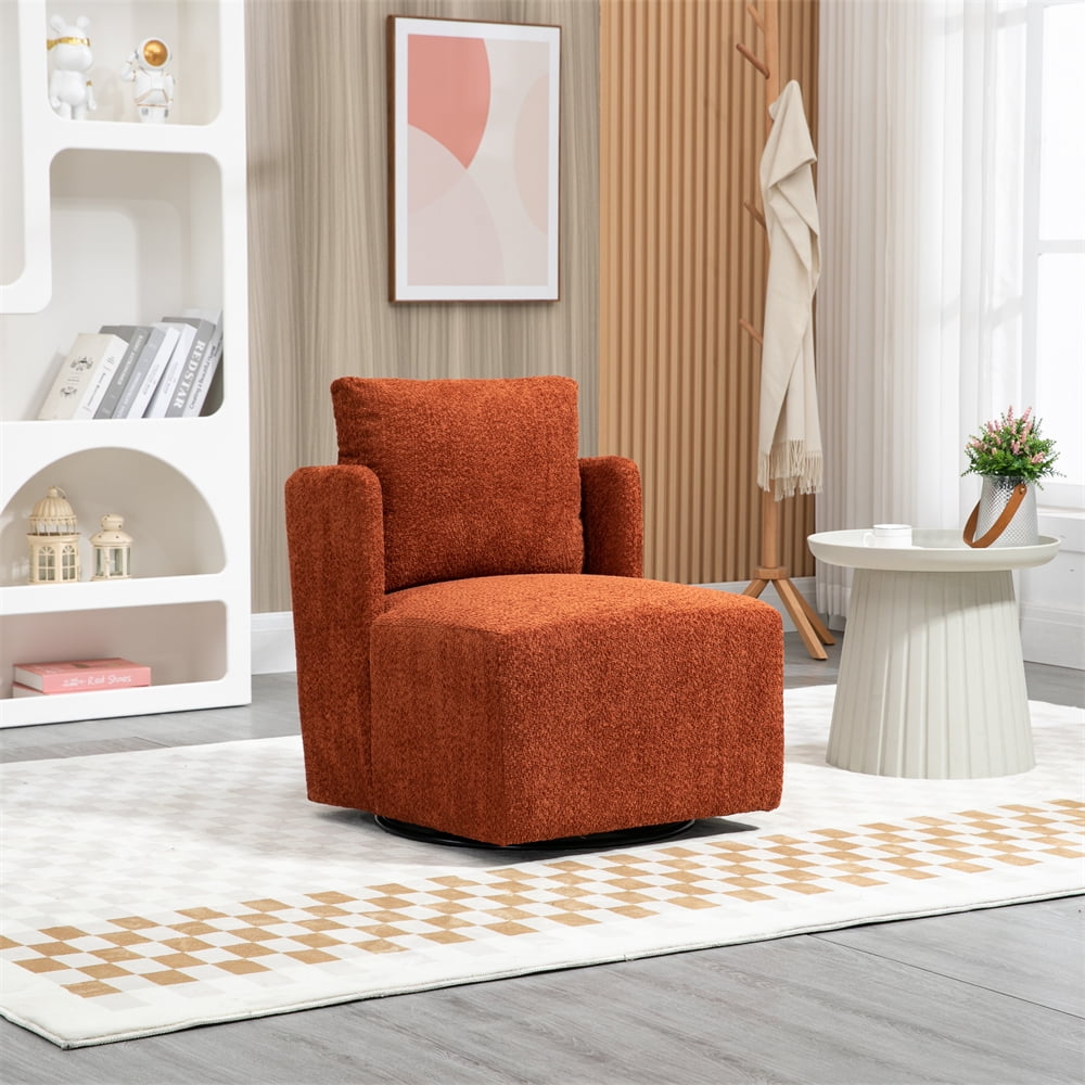 Swivel Accent Chair with Pillow, Modern Chenille Single Sofa Chair with ...