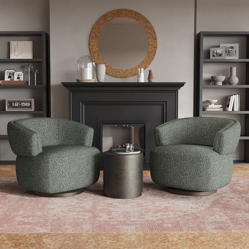 Swivel Accent Chair Set of 2, Fully Assembled Round Barrel Chairs ...