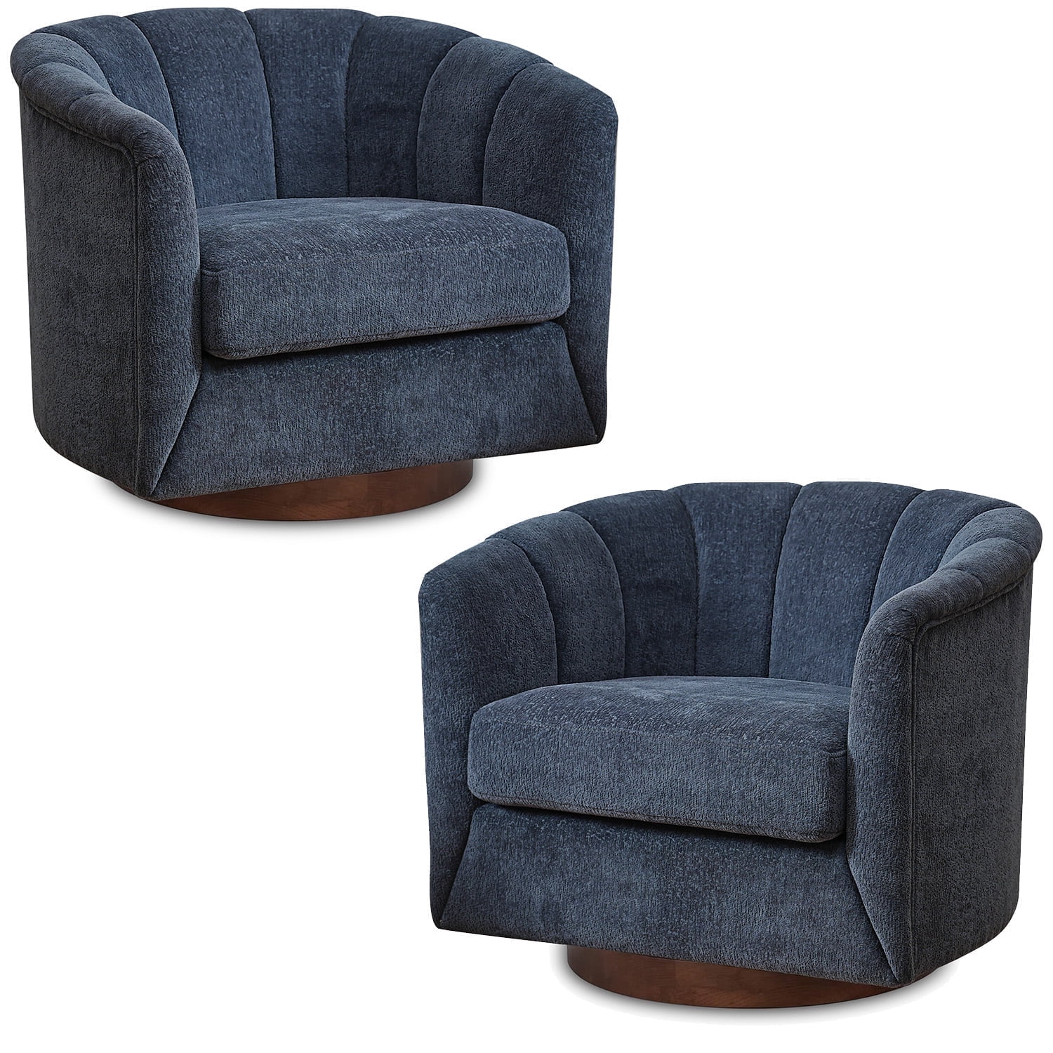 Swivel Accent Chair Set of 2, Sofa Chairs with Wood Base Side, Comfy ...