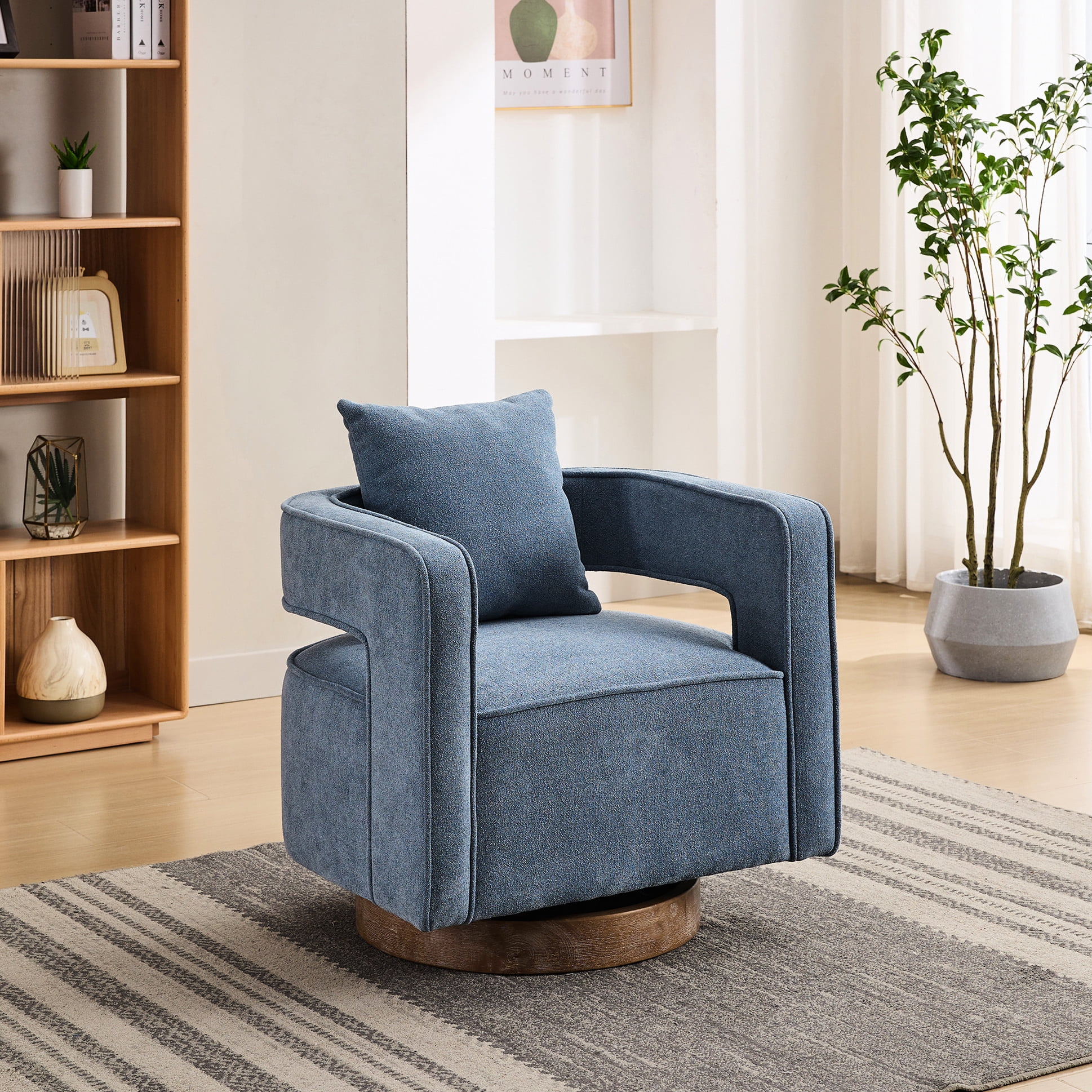 Swivel Accent Chair With Soft Cushion, 29.1"w For Bedroom, Hotel. Solid ...