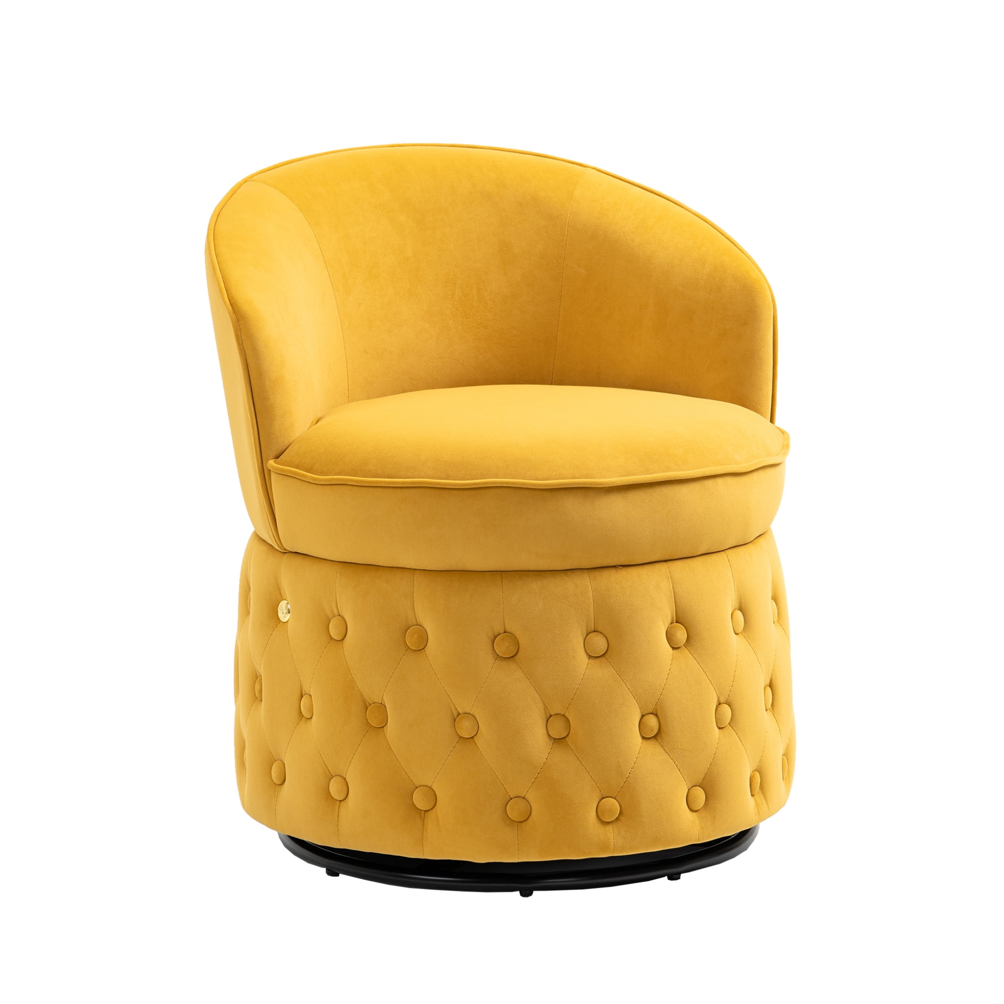 Swivel Accent Chair, Velvet Swivel Barrel Chair with Metal Base and ...