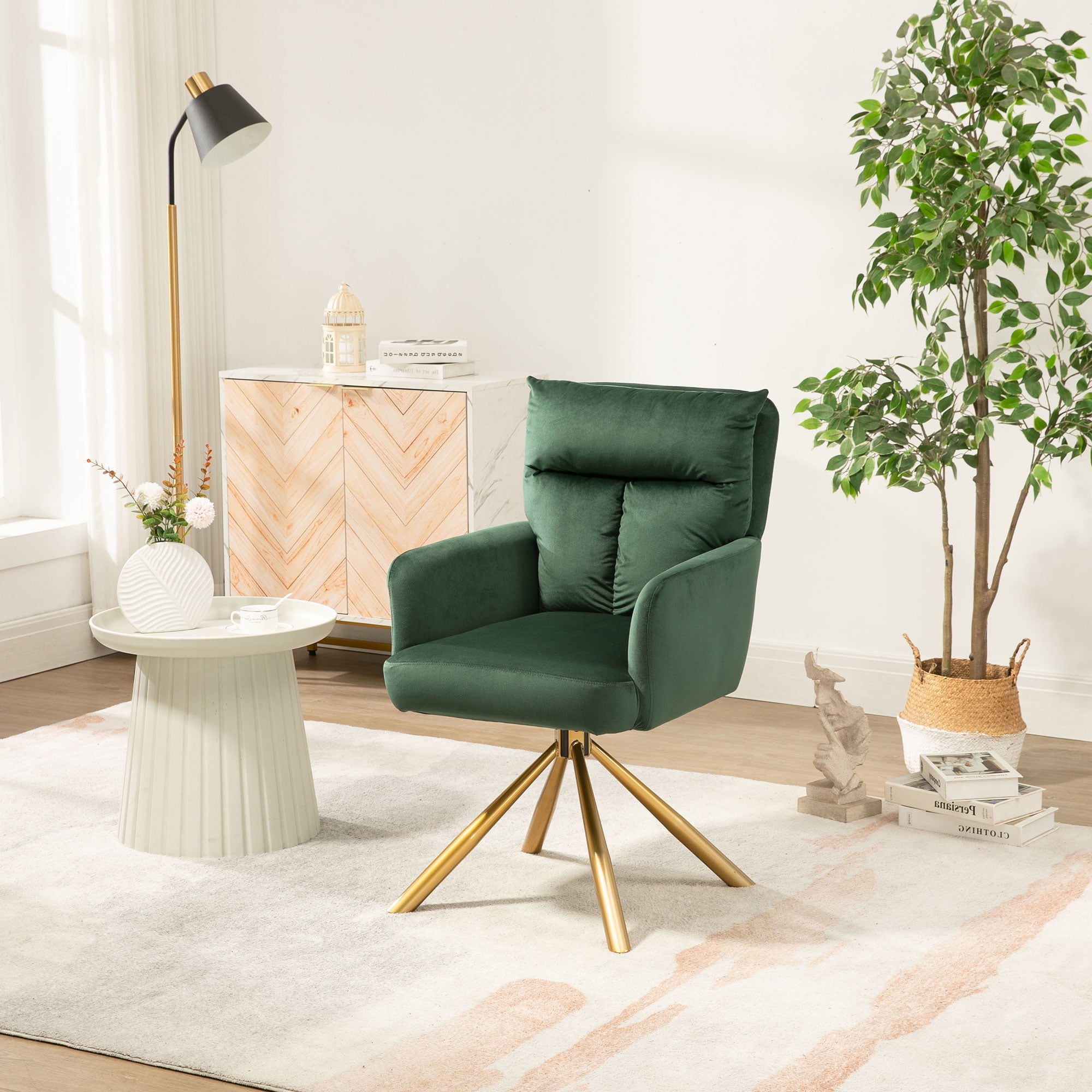 Swivel Accent Chair, Velvet Contemporary Single Sofa Chair with High ...