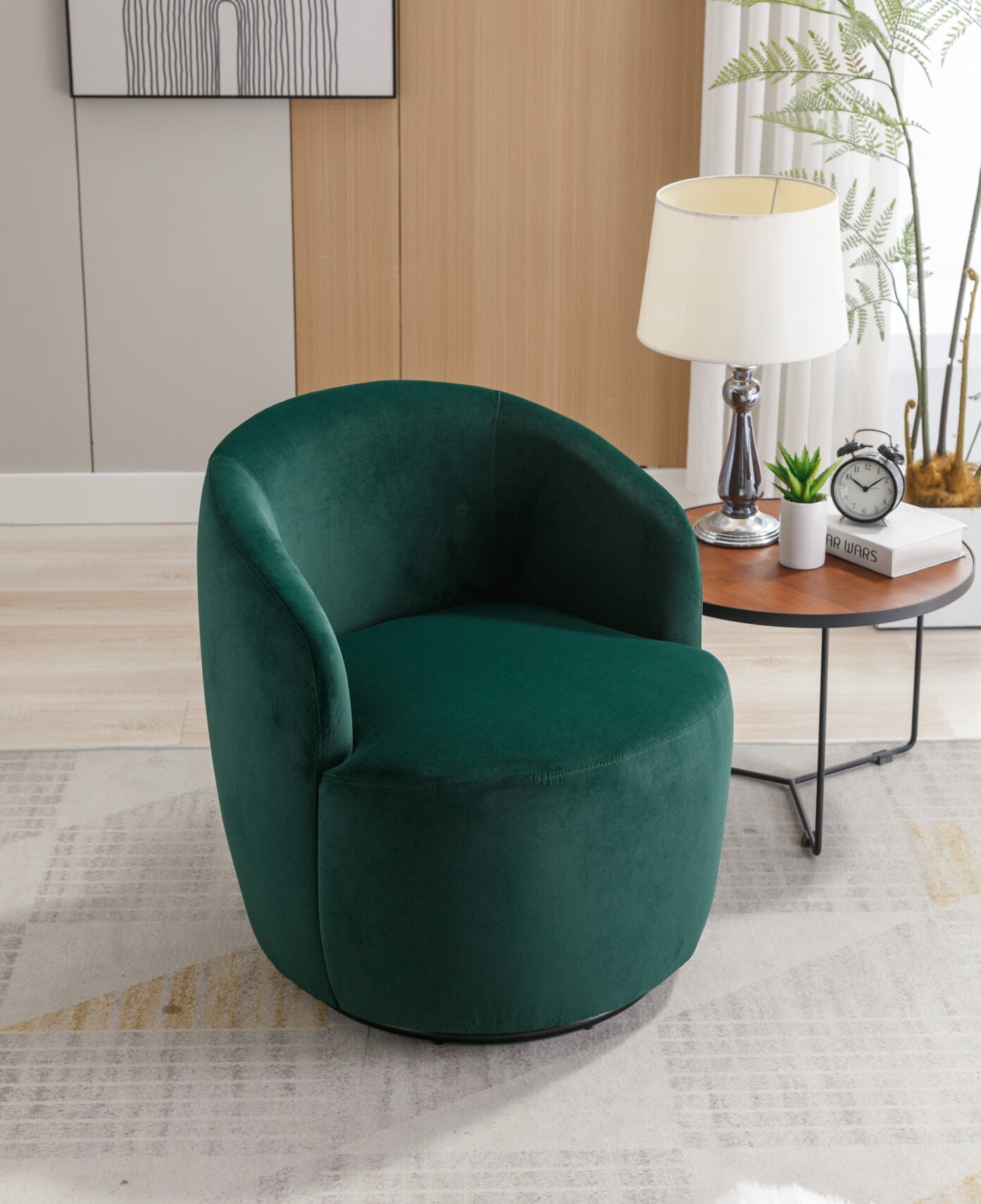 Swivel Accent Chair, Velvet Fabric Swivel Barrel Chair, 360 Degree ...