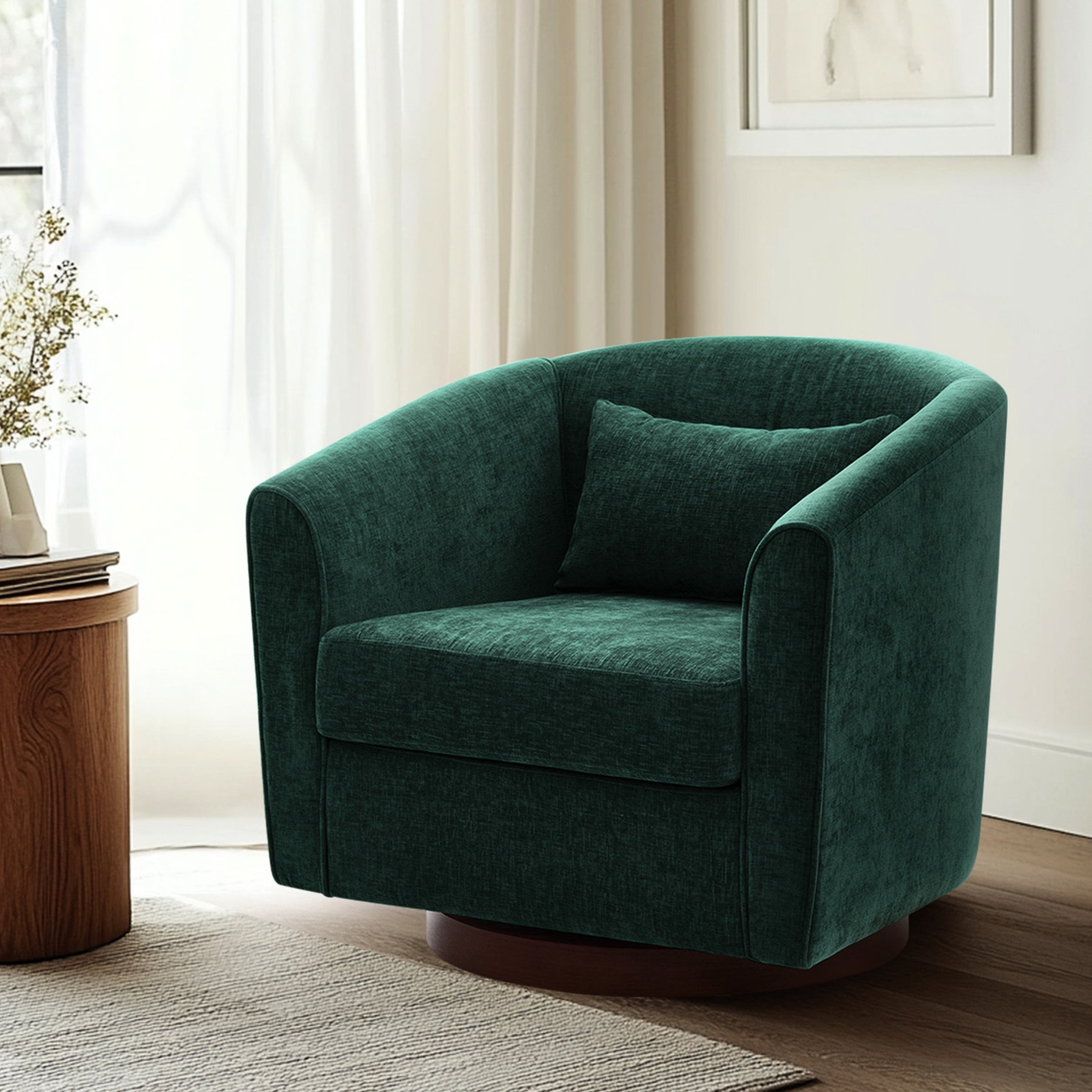 Swivel Accent Chair with Wide Cushion | 360 - Degree Rotation for Home ...