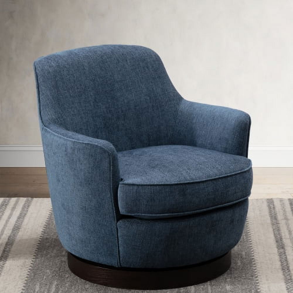 Swivel Accent Chair with Wood Base, Contemporary Velvet Curved Swivel ...