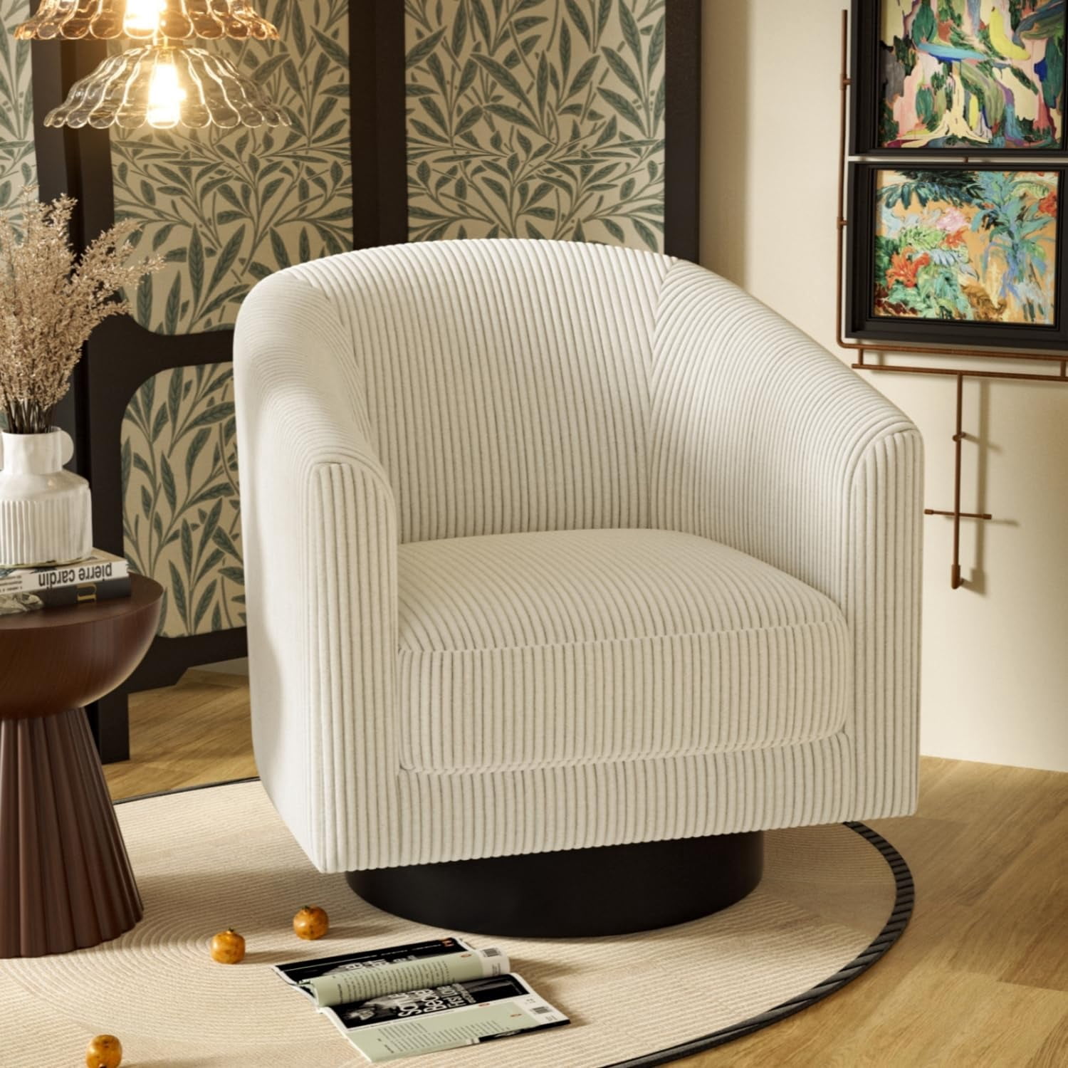 Swivel Accent Chairs, 360 Degree Bucket Chair, Modern Upholstered ...