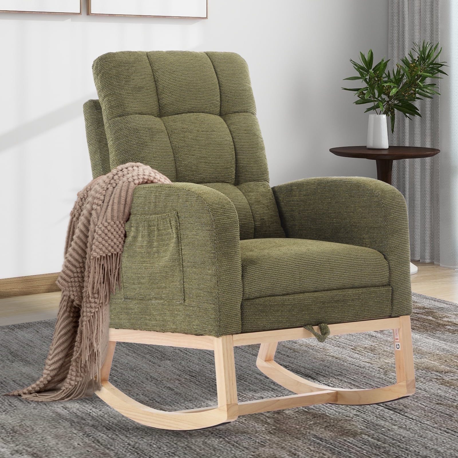 SENCHO GINSYTALIOR Nursery Rocking Chair Teddy Upholstered Glider ...