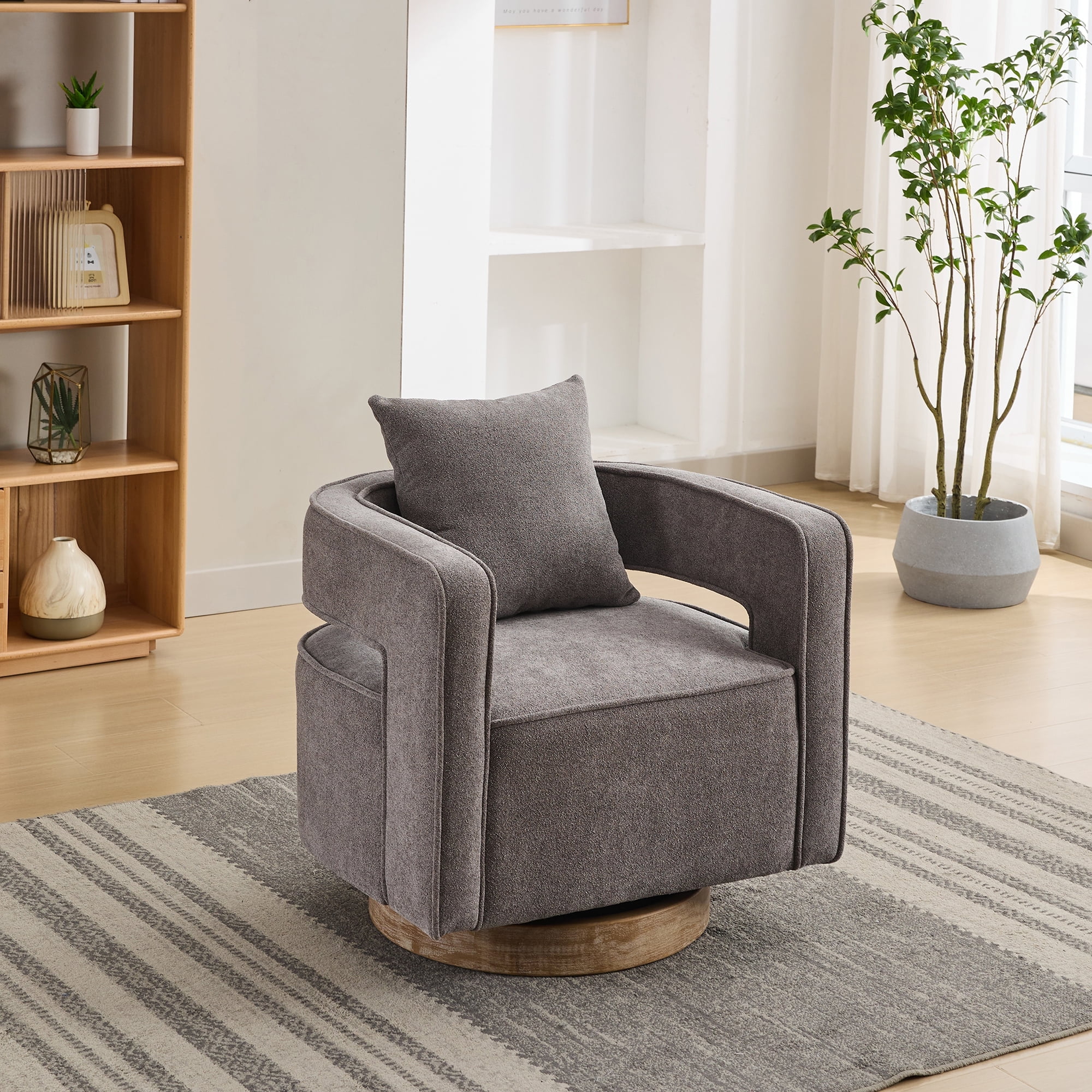 Swivel Accent Open Back Chair Modern Comfy Sofa Chair With Weathered ...
