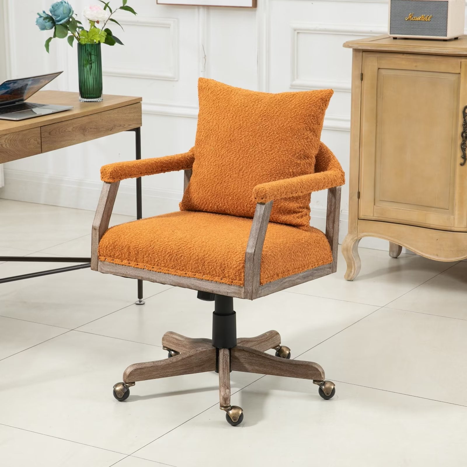 Swivel Adjustable Office Desk Chair with Wheels, Mid Century Modern ...