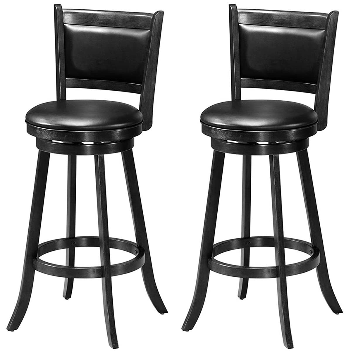 Swivel Back Bar Stools 2-Pack, 360 Rotation, Soft Fabric Upholstery ...