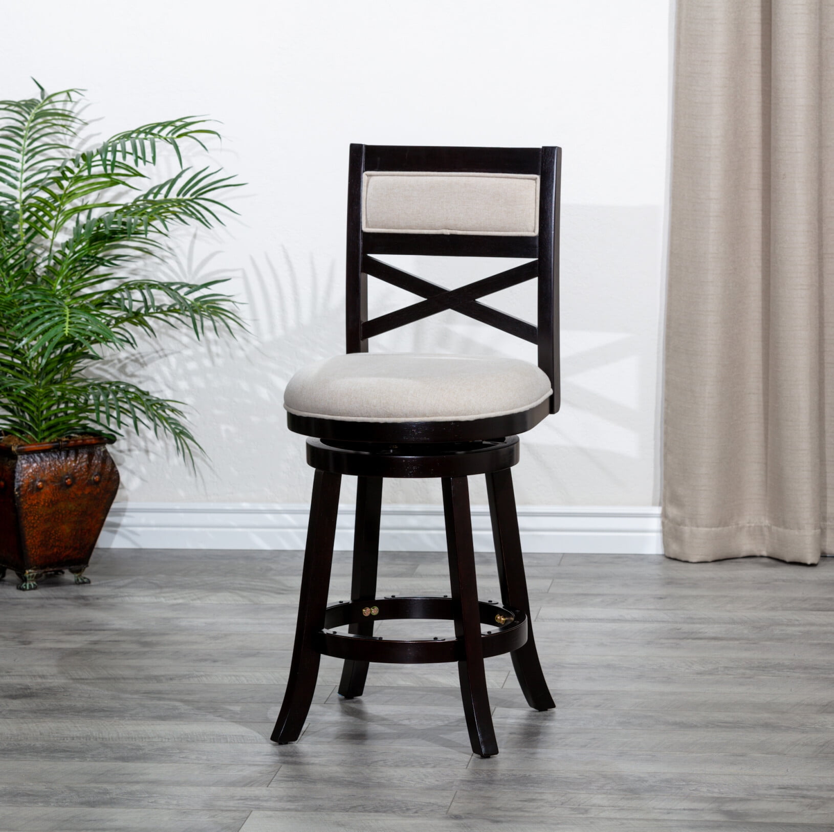 Swivel Bar Stool, 24" Counter Height Bar Chair with Fabric Seat and X ...