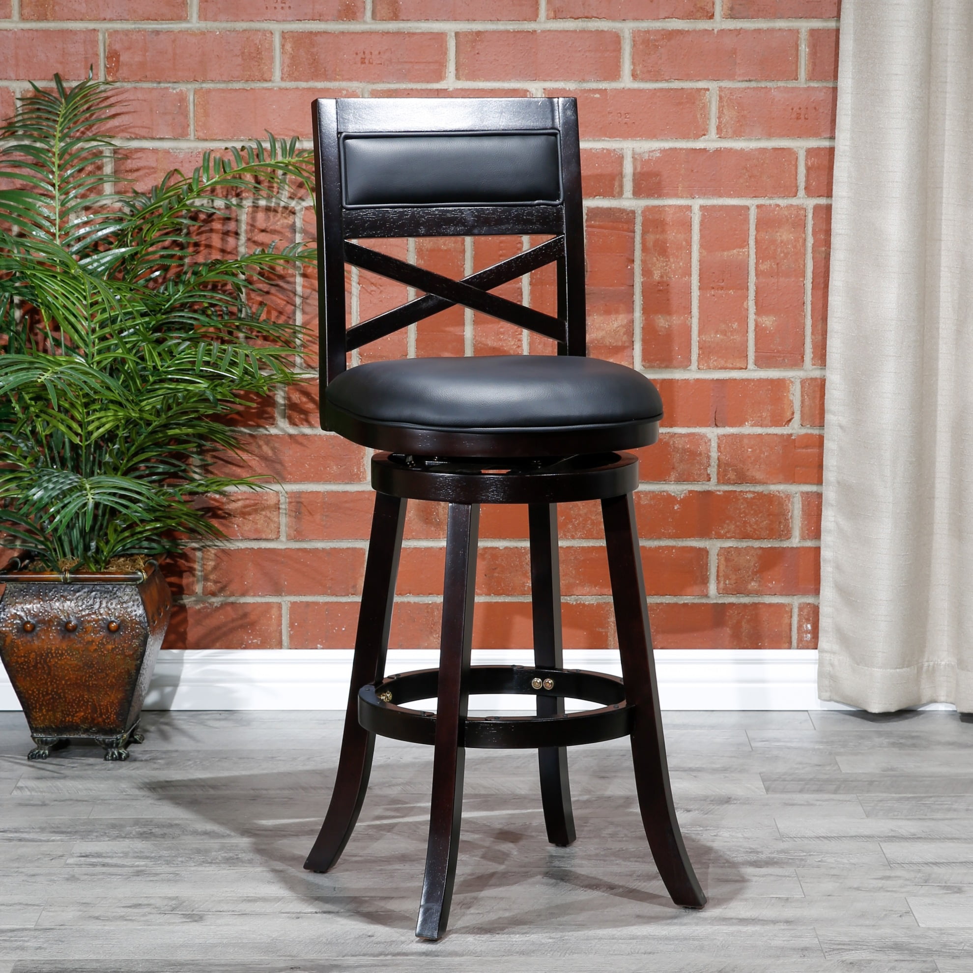Swivel Bar Stool, 30" Counter Height Bar Chair with Leather Seat and X ...