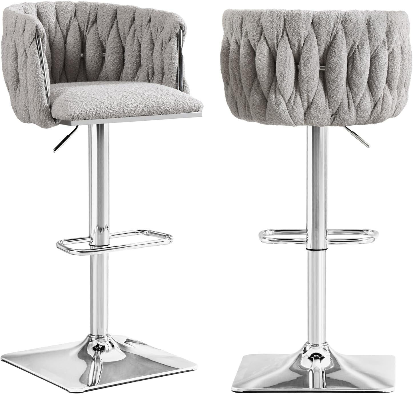 Swivel Bar Stool Adjustable Counter Height Barstool with Silver Leg ...