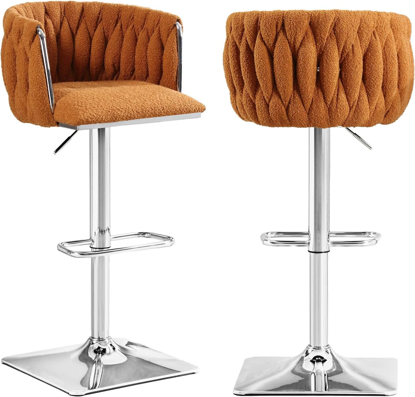 Swivel Bar Stool Adjustable Counter Height Barstool with Silver Leg Modern Dining Chair with ...