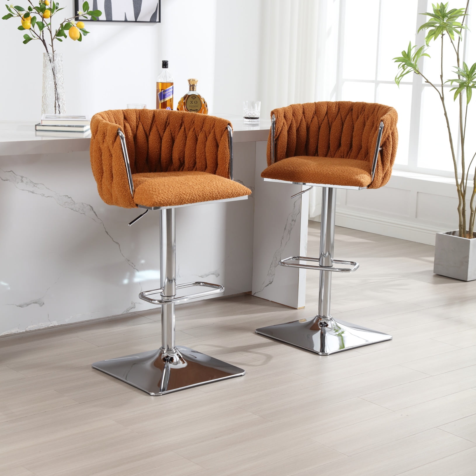Swivel Bar Stool Set of 2, Adjustable Counter Height Barstool with ...